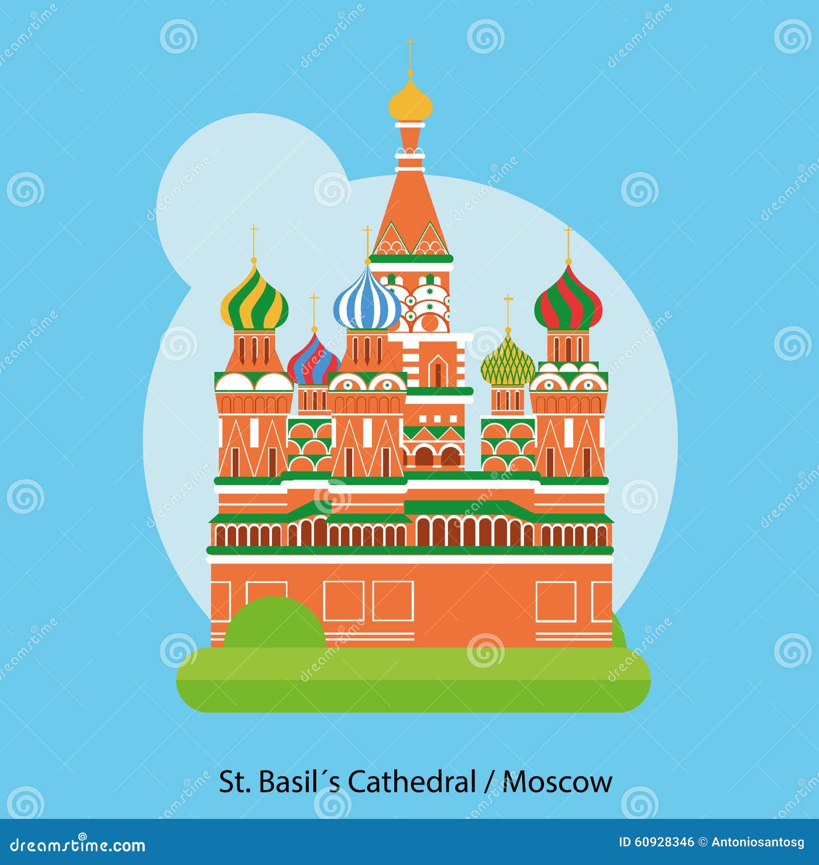 Saint Basils Cathedral Moscow, Russia Icon Cartoon Vector Illustration ...