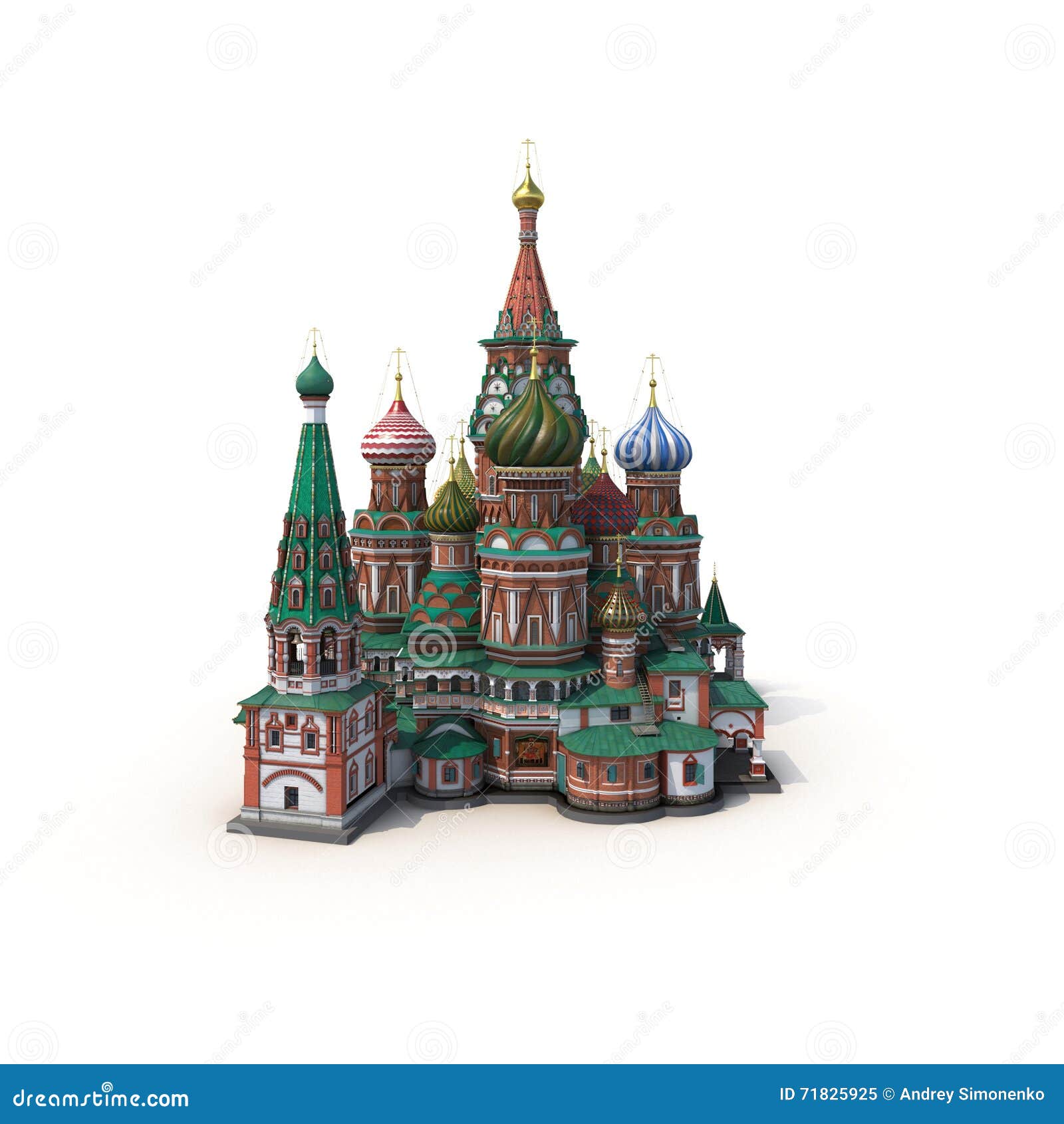Saint Basils Cathedral on White 3D Illustration Stock Illustration ...