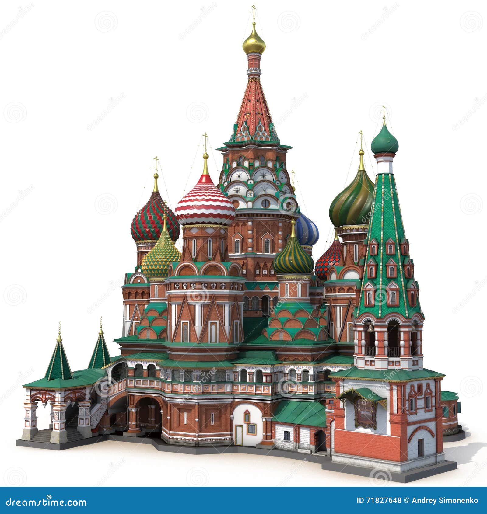 Saint Basils Cathedral on White 3D Illustration Stock Illustration ...