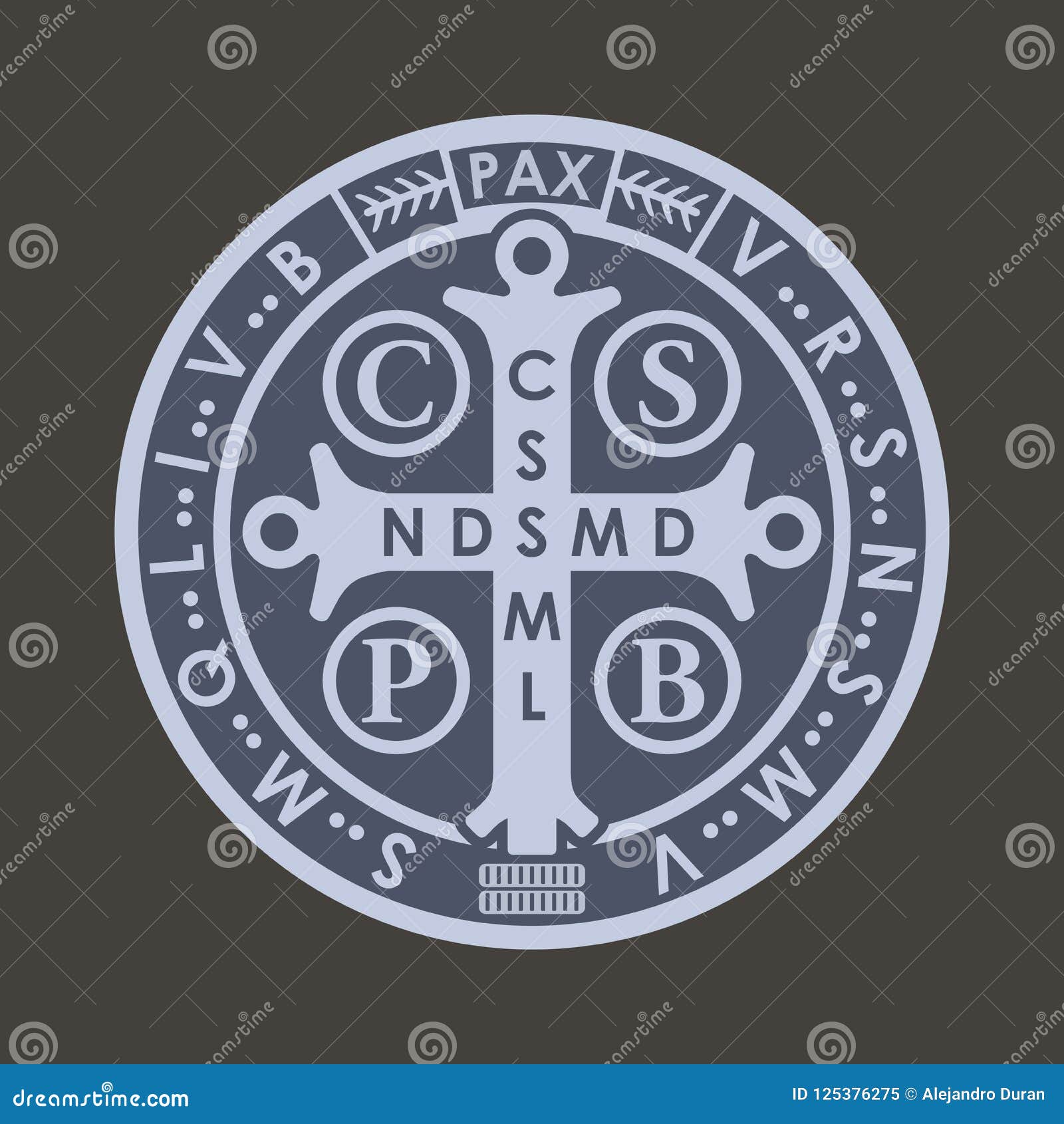 Saint Benedict Medals Set Variable Colors With Outline Vector ...
