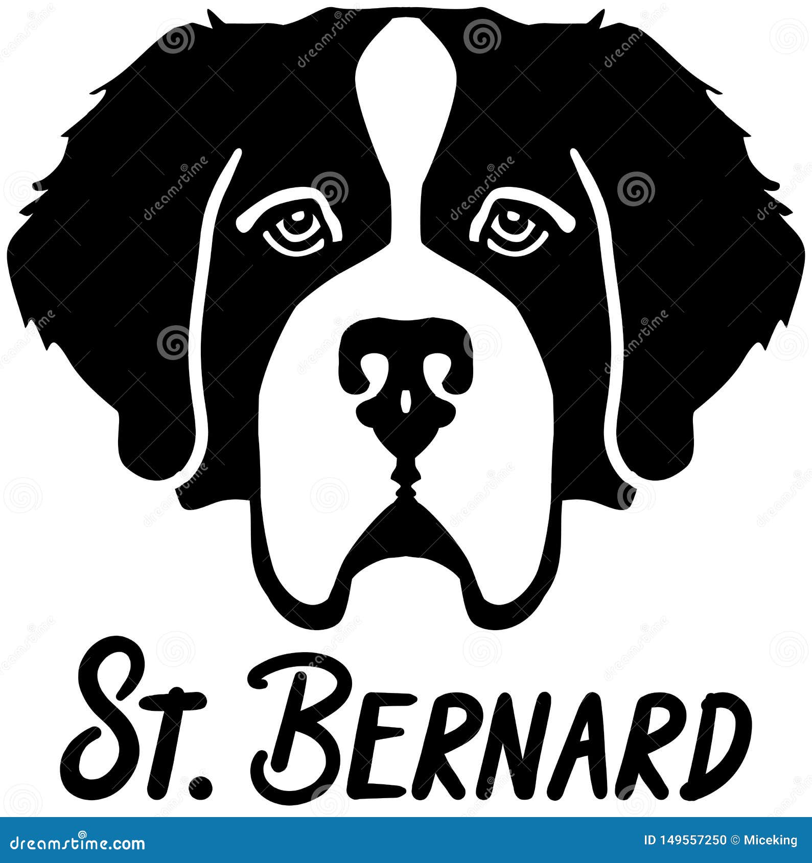 Saint Bernard Head with Name Stock Vector - Illustration of isolated ...
