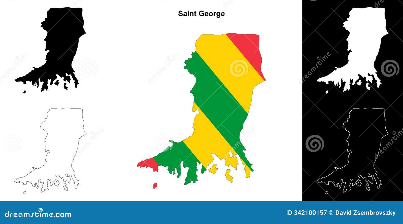 Saint George Red Highlighted In Map Of Barbados Royalty-Free ...