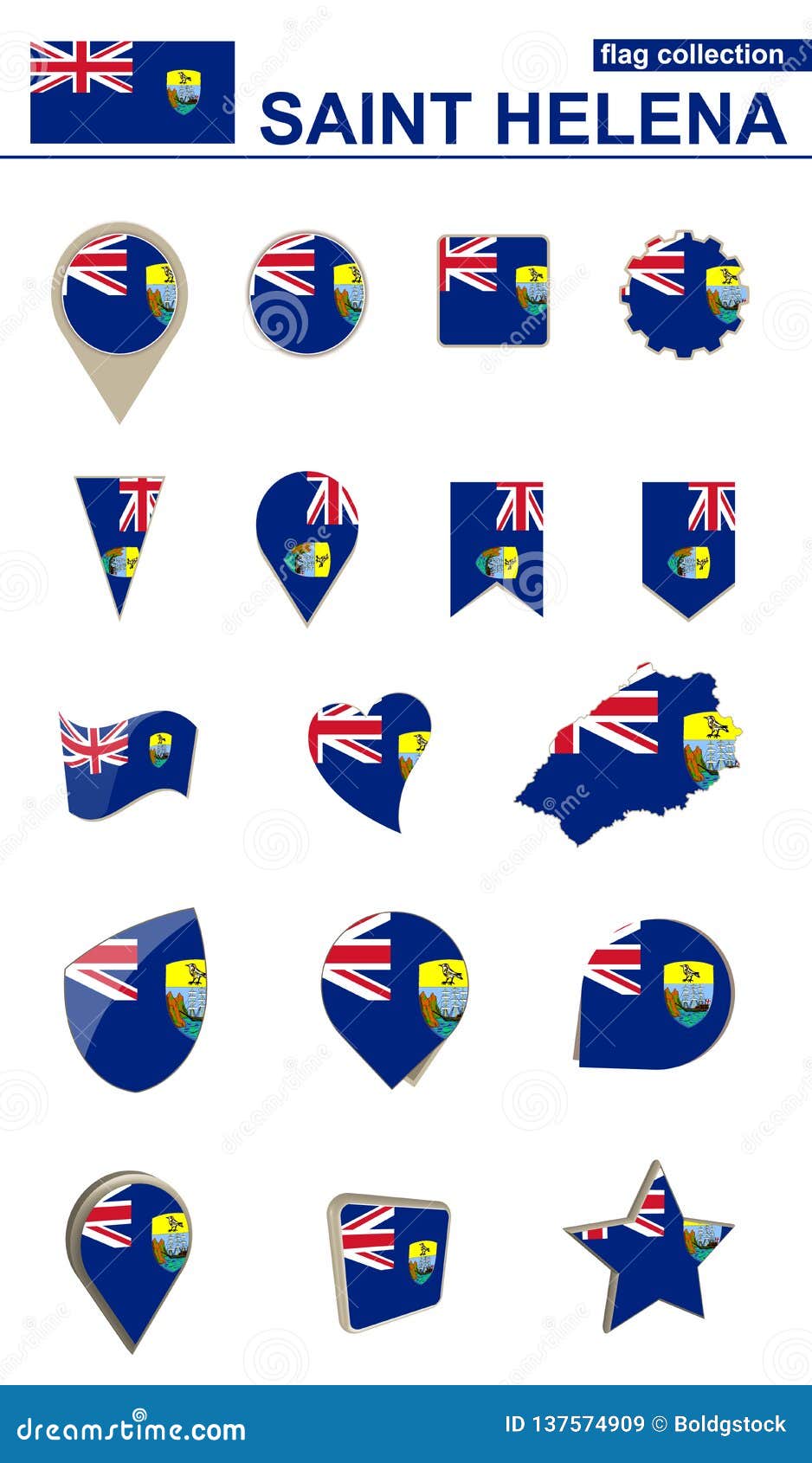 Saint Helena Flag Collection. Big Set for Design Stock Vector ...