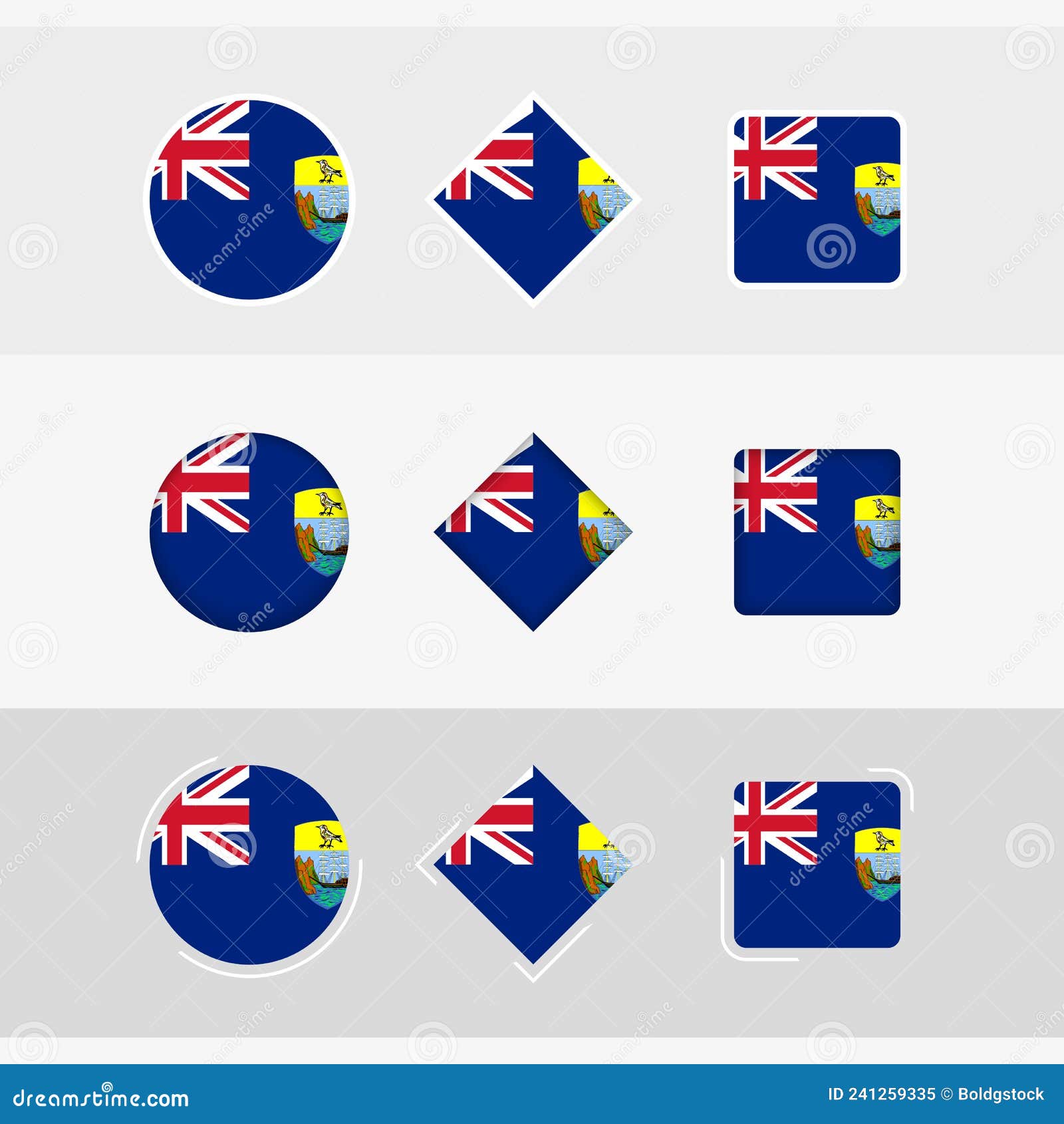 Saint Helena Flag Icons Set, Vector Flag of Saint Helena Stock Vector ...