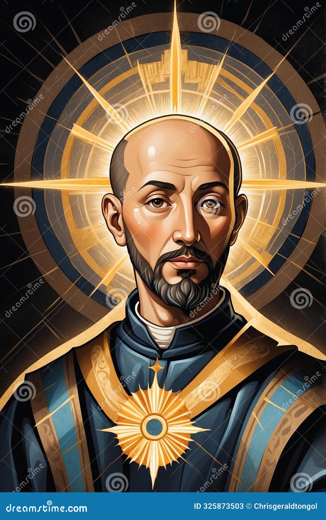 Saint Ignatius of Loyola Stylized Portrait Drawing of Ai Generated Stock Illustration ...