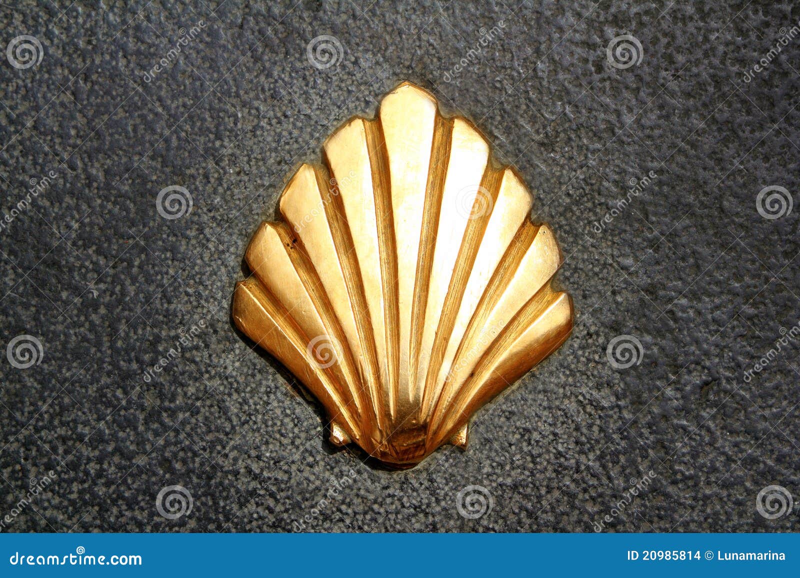 Saint James Way Shell Golden Metal on Streets Stock Photo - Image of ...