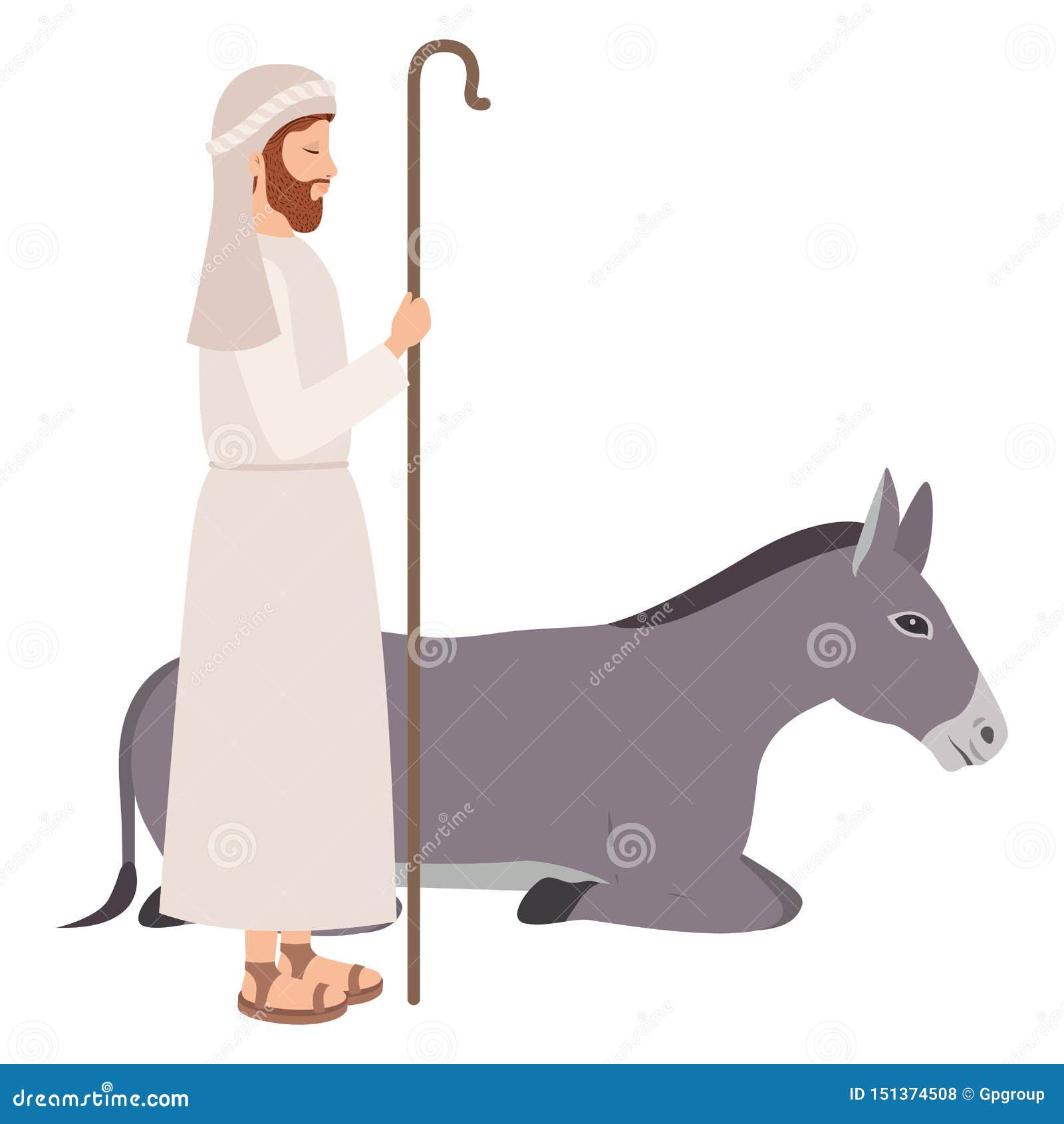 Saint Joseph with Mule Character Stock Vector - Illustration of ...