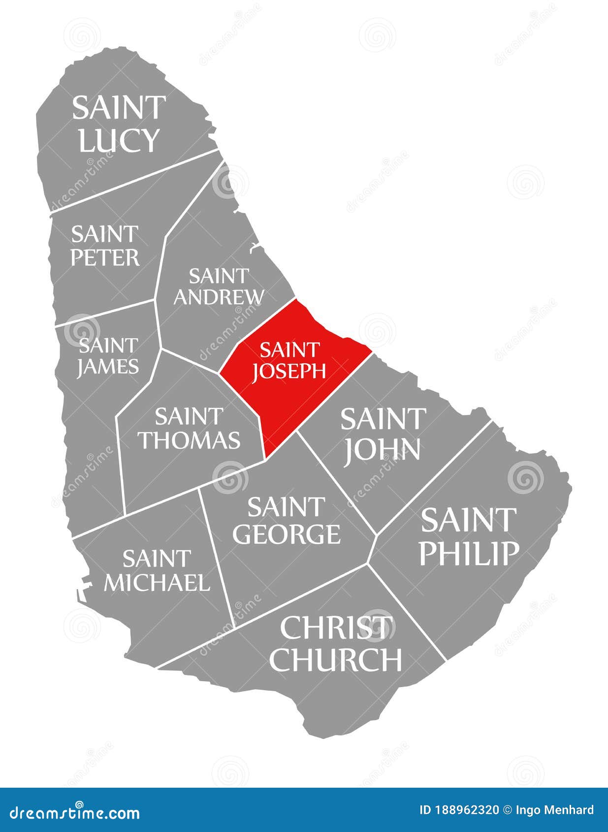 St. Joseph Barbados, Parishes Of Barbados Map Vector Illustration ...