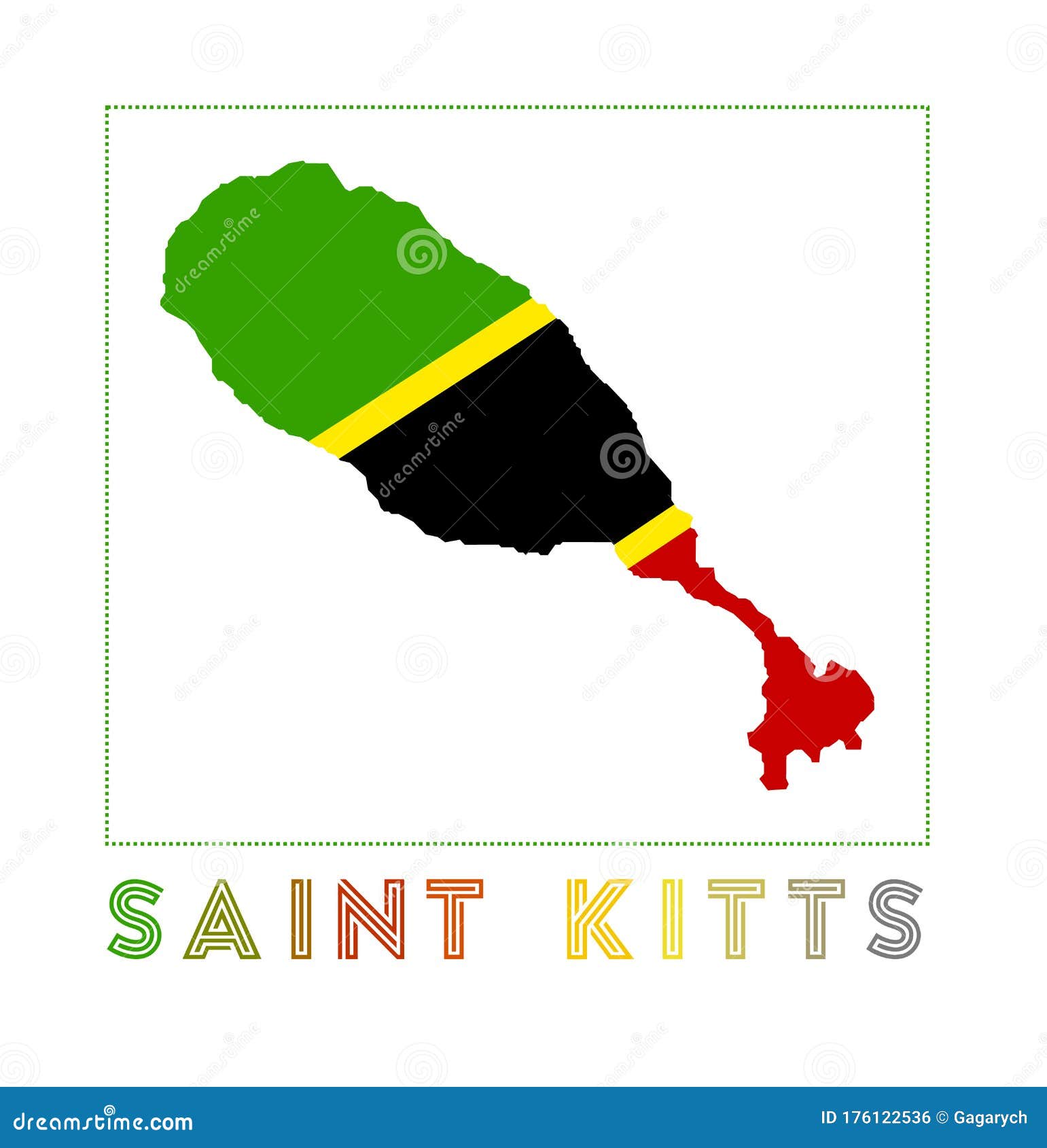 Saint Kitts Logo. Map of Saint Kitts with Island. Stock Vector ...