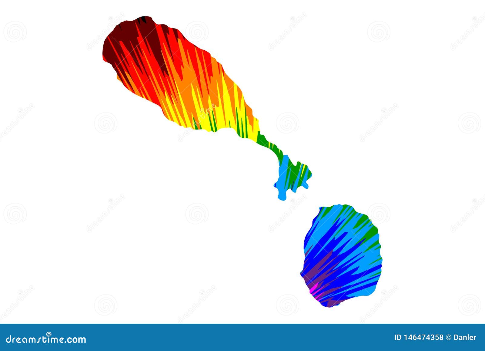 Saint Kitts And Nevis Map Is Designed Rainbow Abstract Colorful