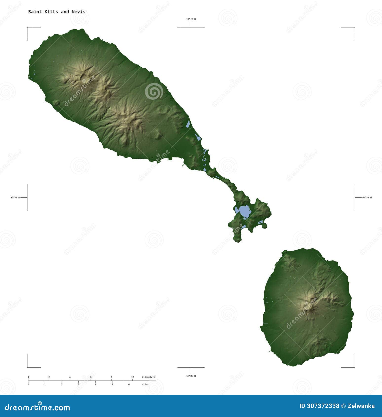 Saint Kitts and Nevis Shape on White. Pale Stock Illustration ...