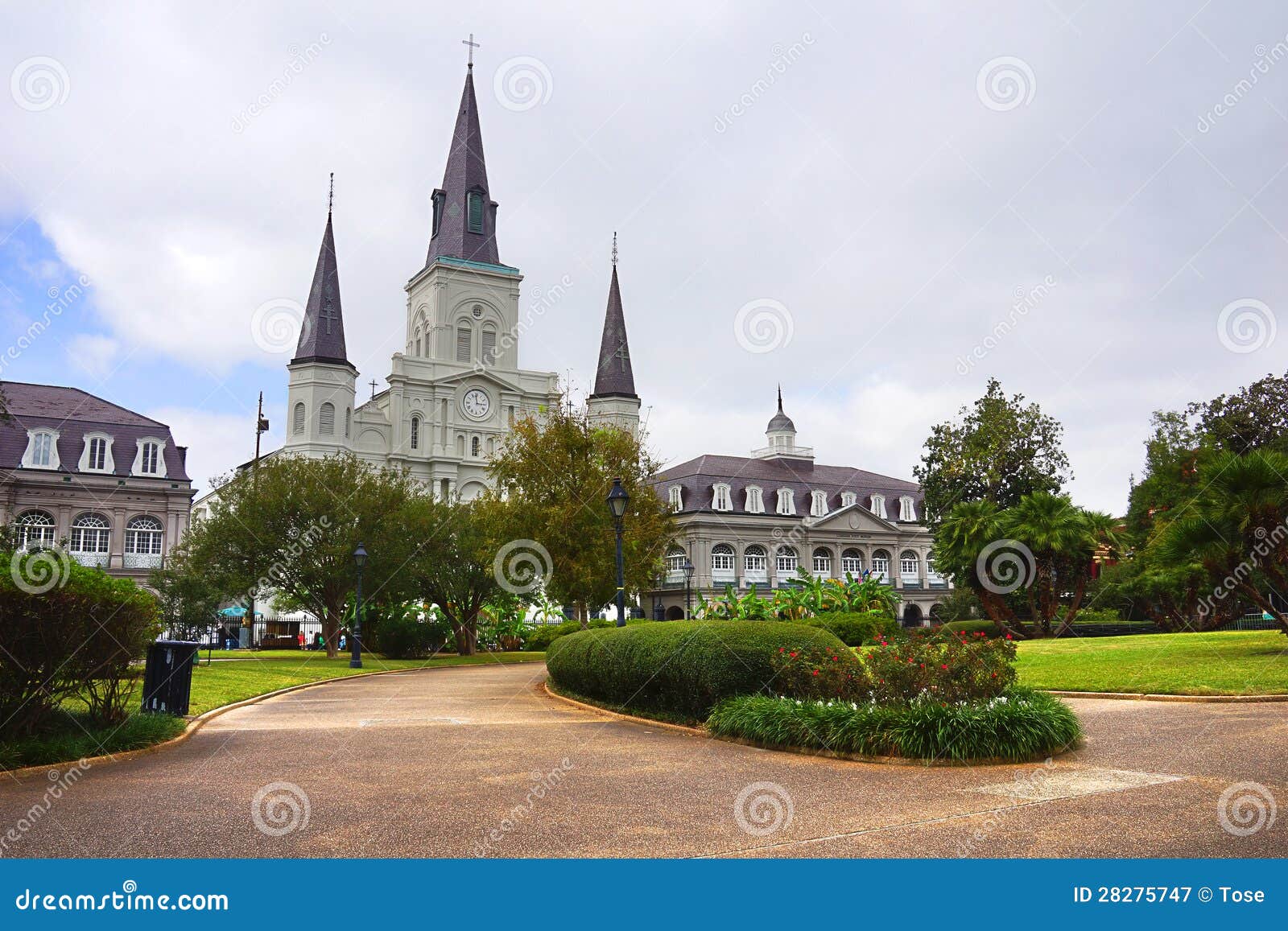 Saint Louis Cathedral and Jackson Square Stock Image - Image of ...