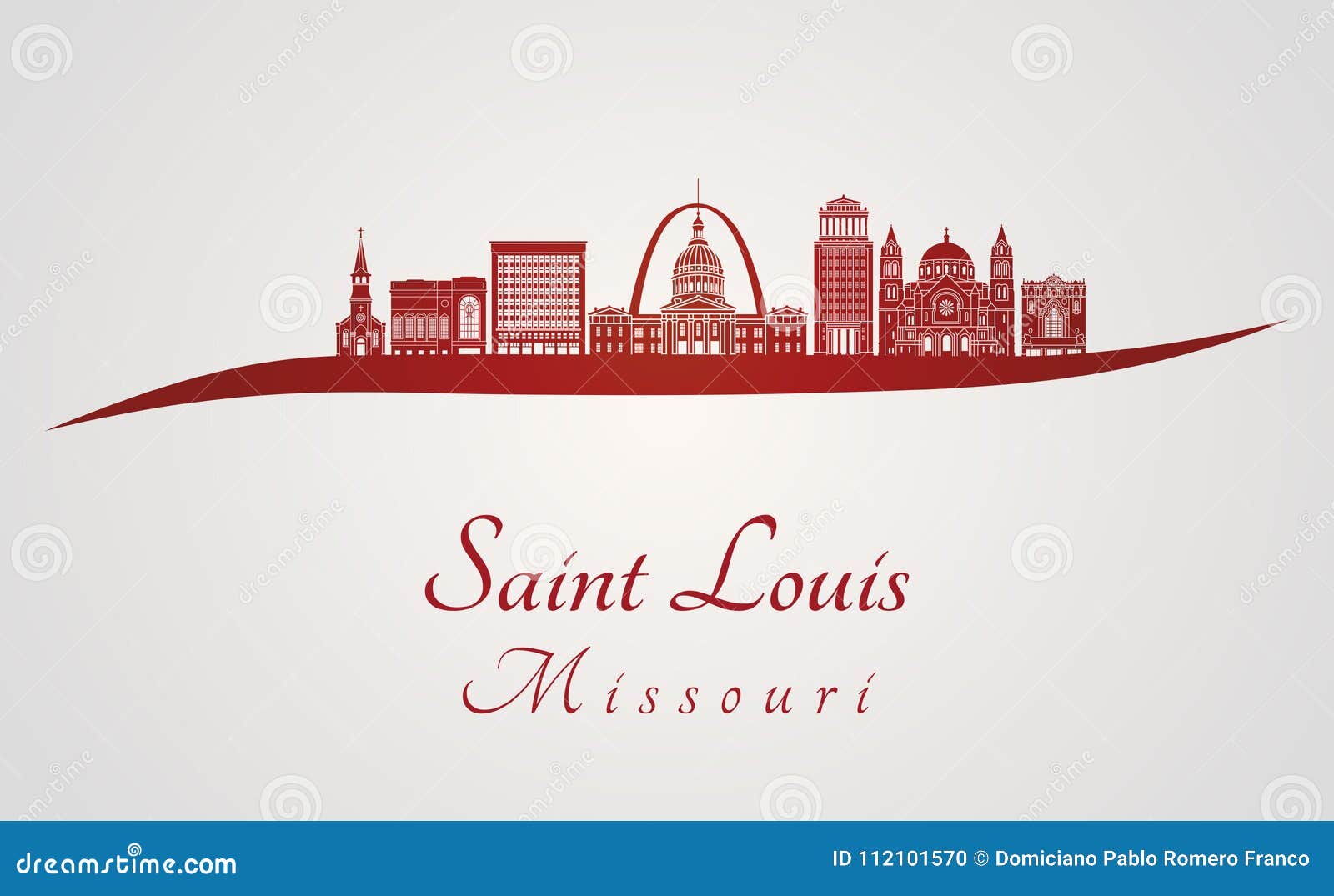 Saint Louis skyline in red stock vector. Illustration of landmark ...
