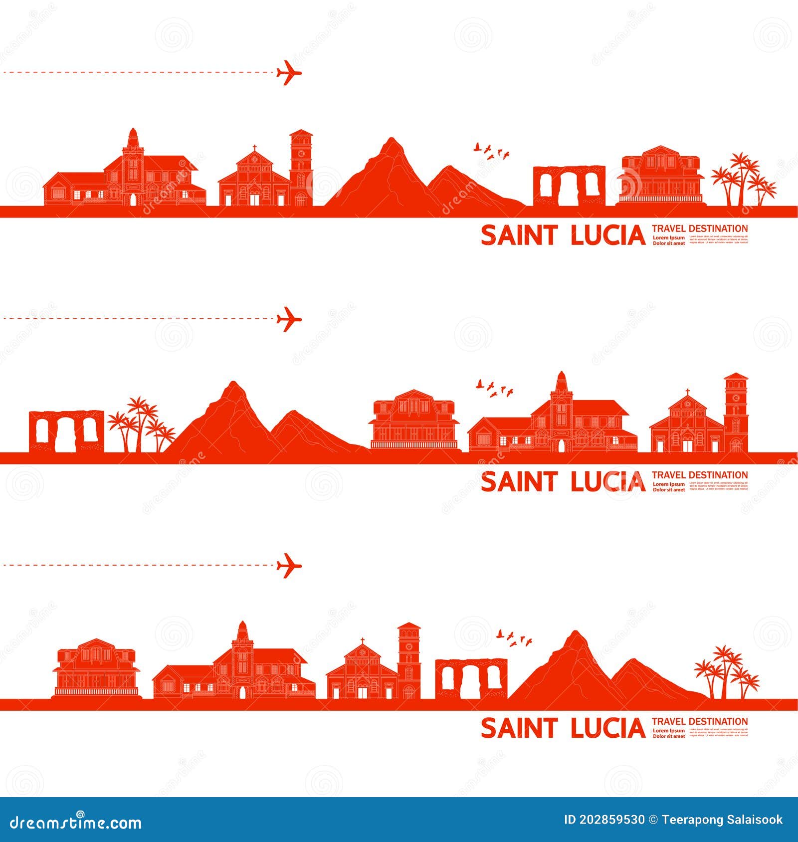 Saint Lucia Travel Destination Vector Illustration Stock Vector ...