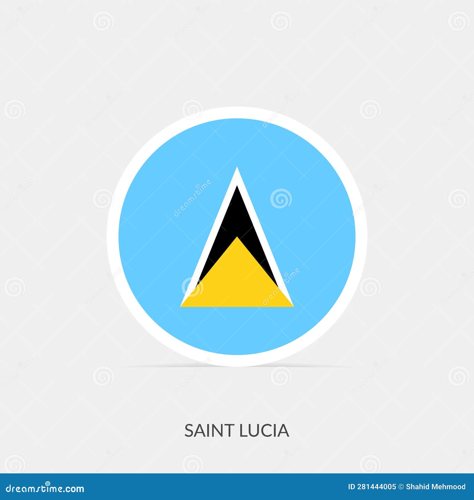 Saint Lucia Round Flag Icon with Shadow Stock Vector - Illustration of ...