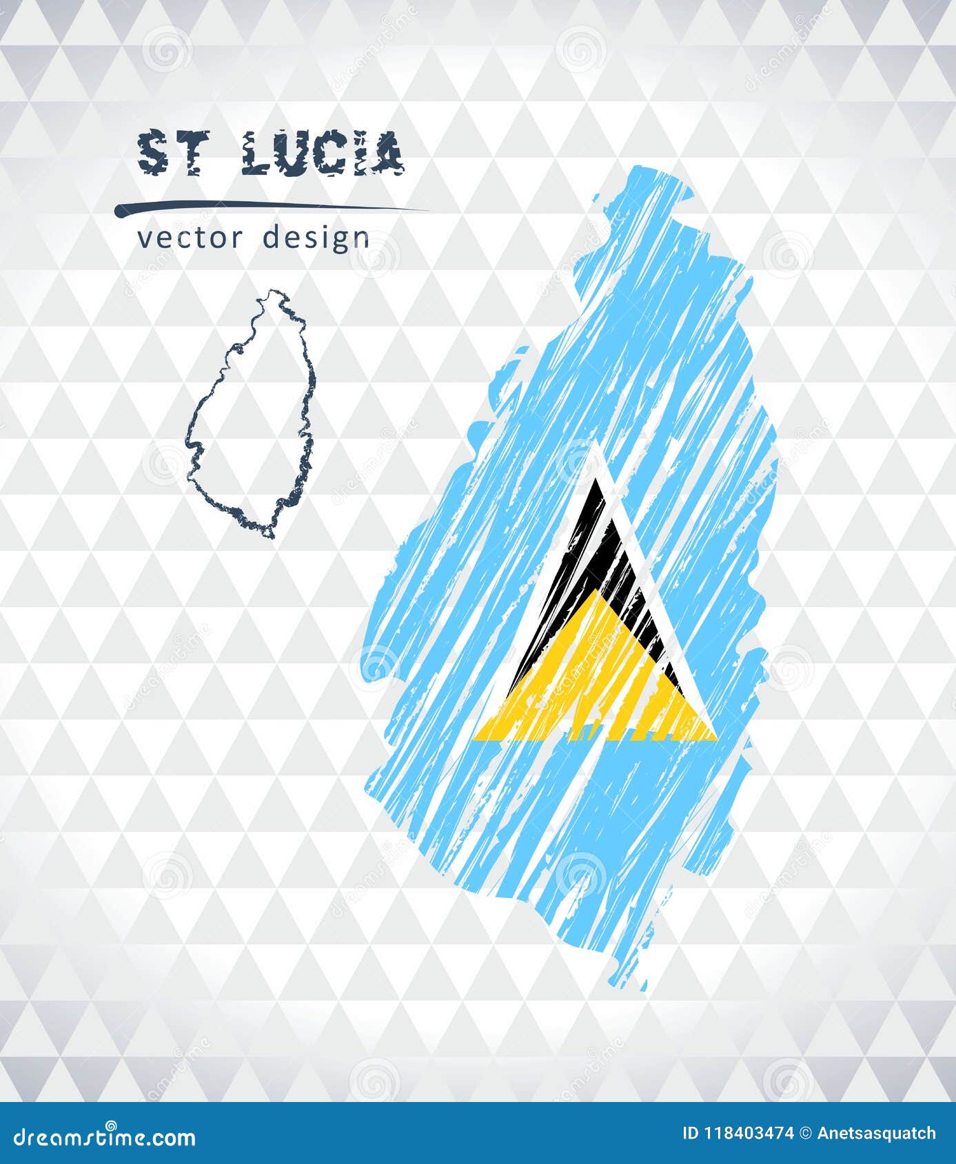 Saint Lucia Vector Map with Flag Inside Isolated on a White Background ...