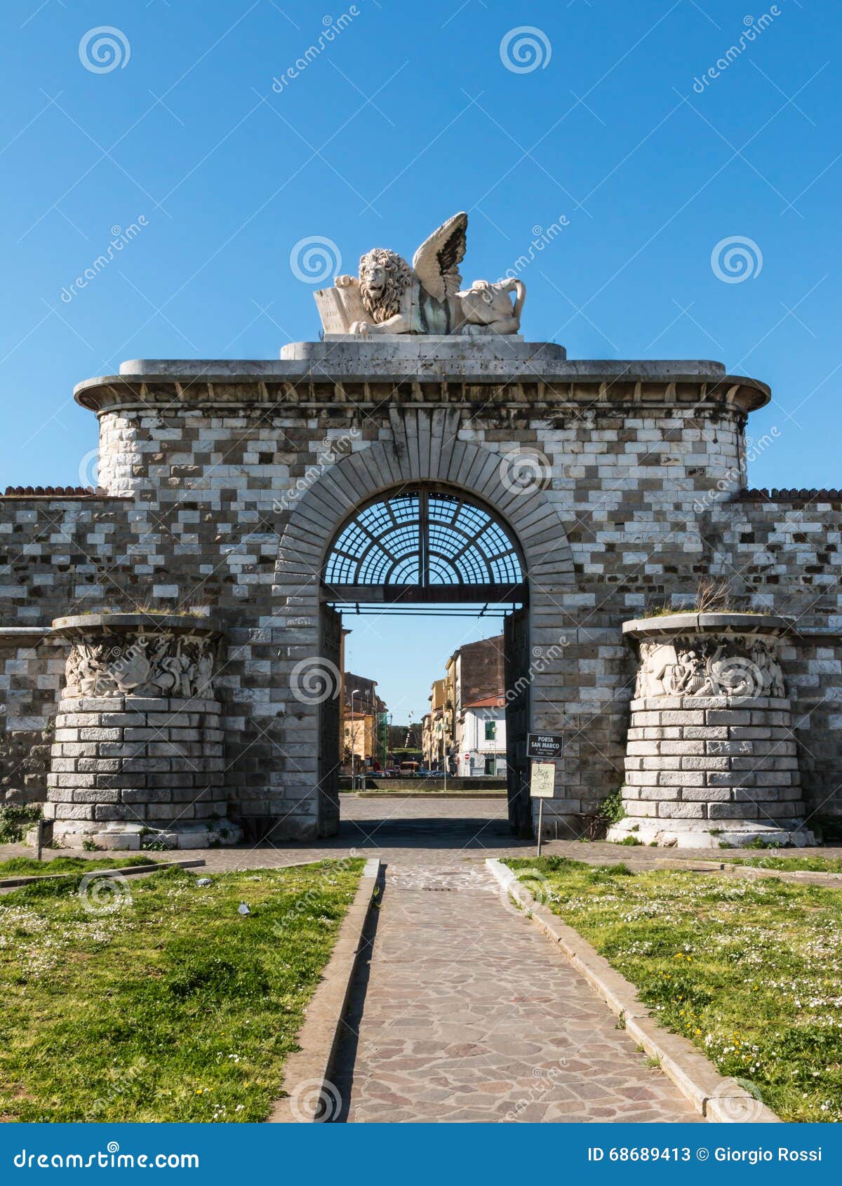Saint Mark Door with Marble Winged Lion Stock Image - Image of marble ...