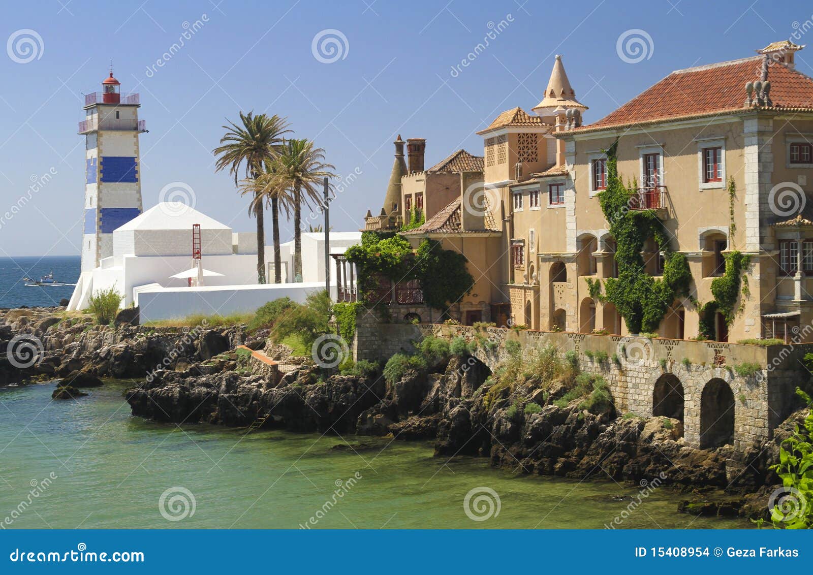 Saint Martha S Lighthouse in Cascais Portugal Stock Photo - Image of ...