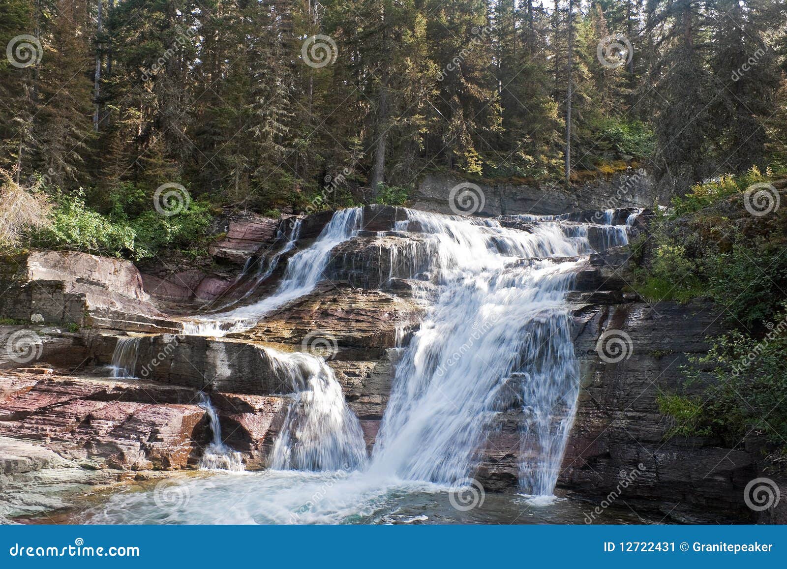 Saint Mary Falls, Glacier National Park Stock Image - Image of ...