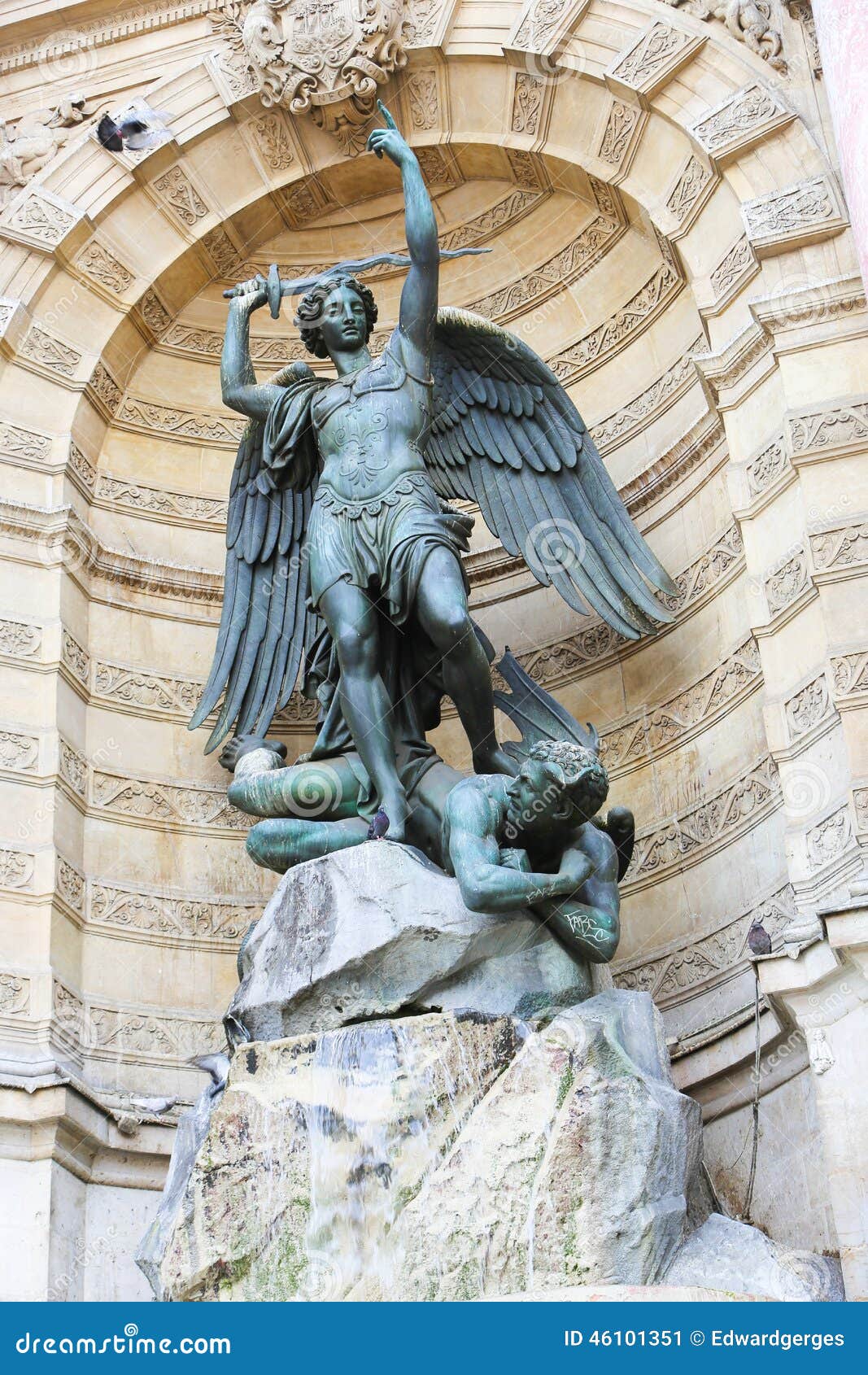 Saint Michael S Statue, Paris Stock Image - Image of bronze, french ...