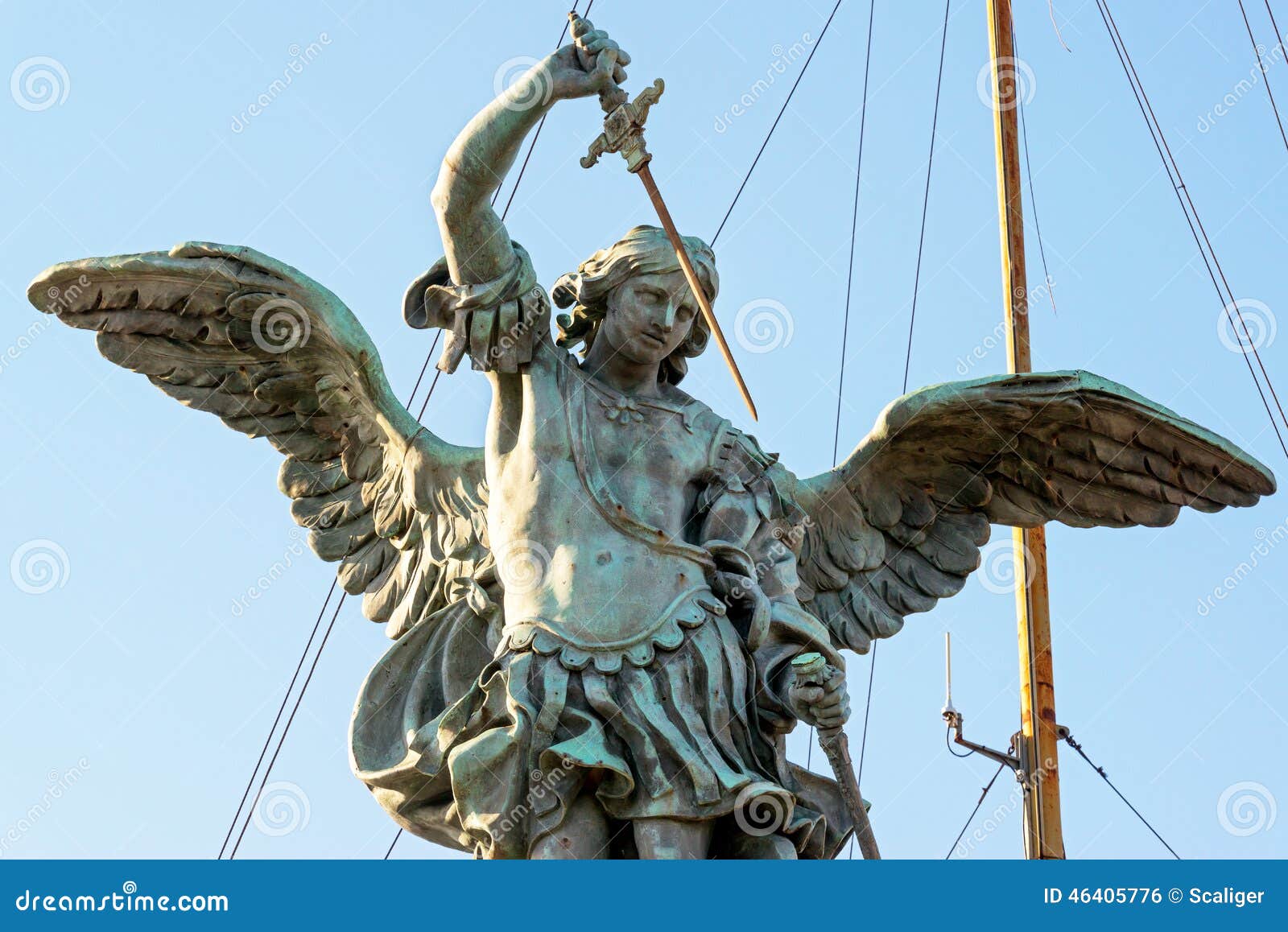 Saint Michael Statue at Top of Castel Sant`Angelo in Rome Stock Photo ...