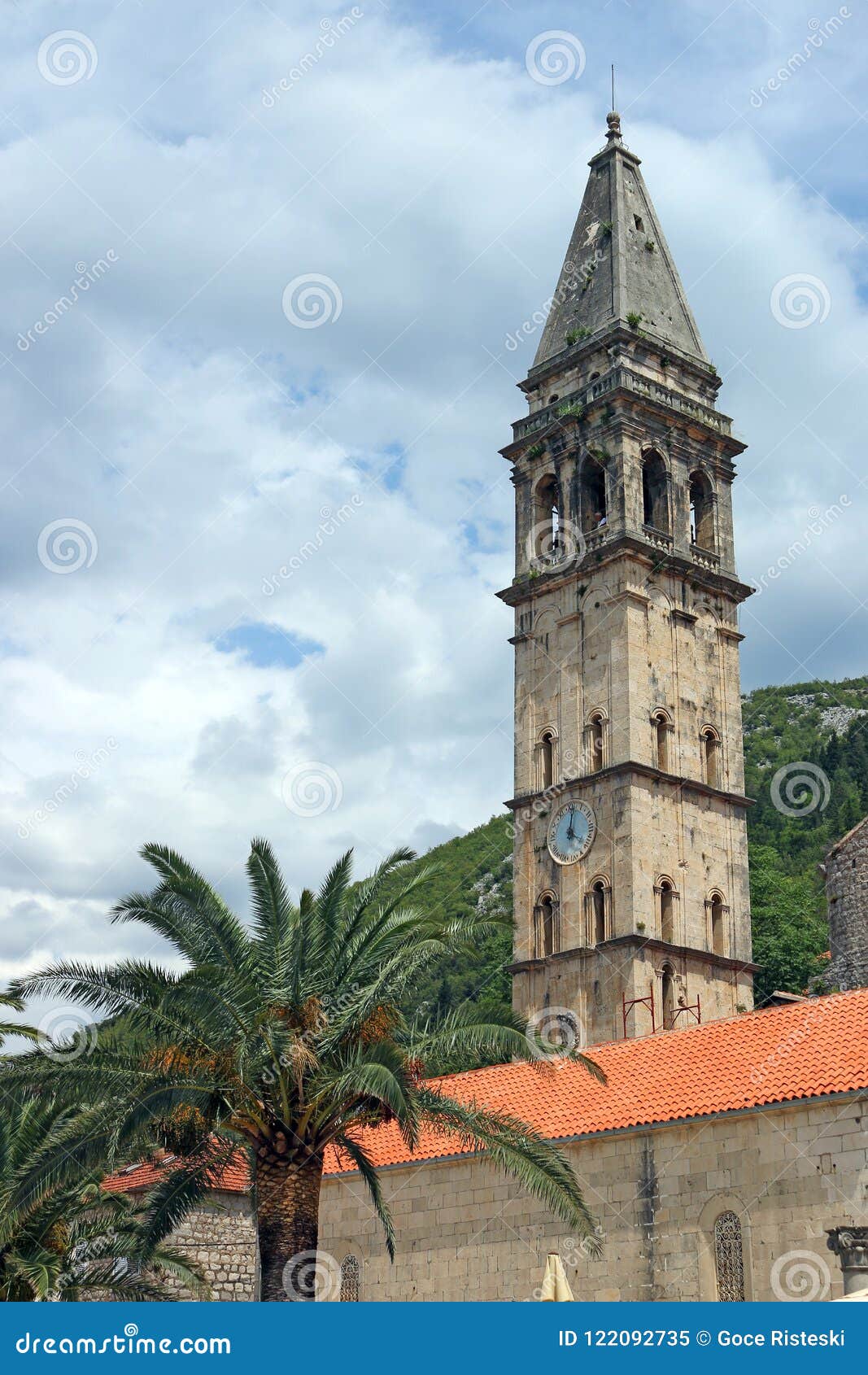 Saint Nicholas Church Tower Perast Stock Image - Image of catholic ...