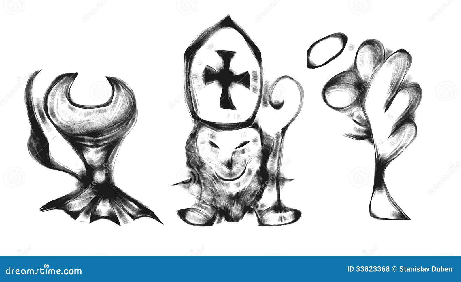 Saint Nicholas with Devil and Angel Stock Vector - Illustration of ...