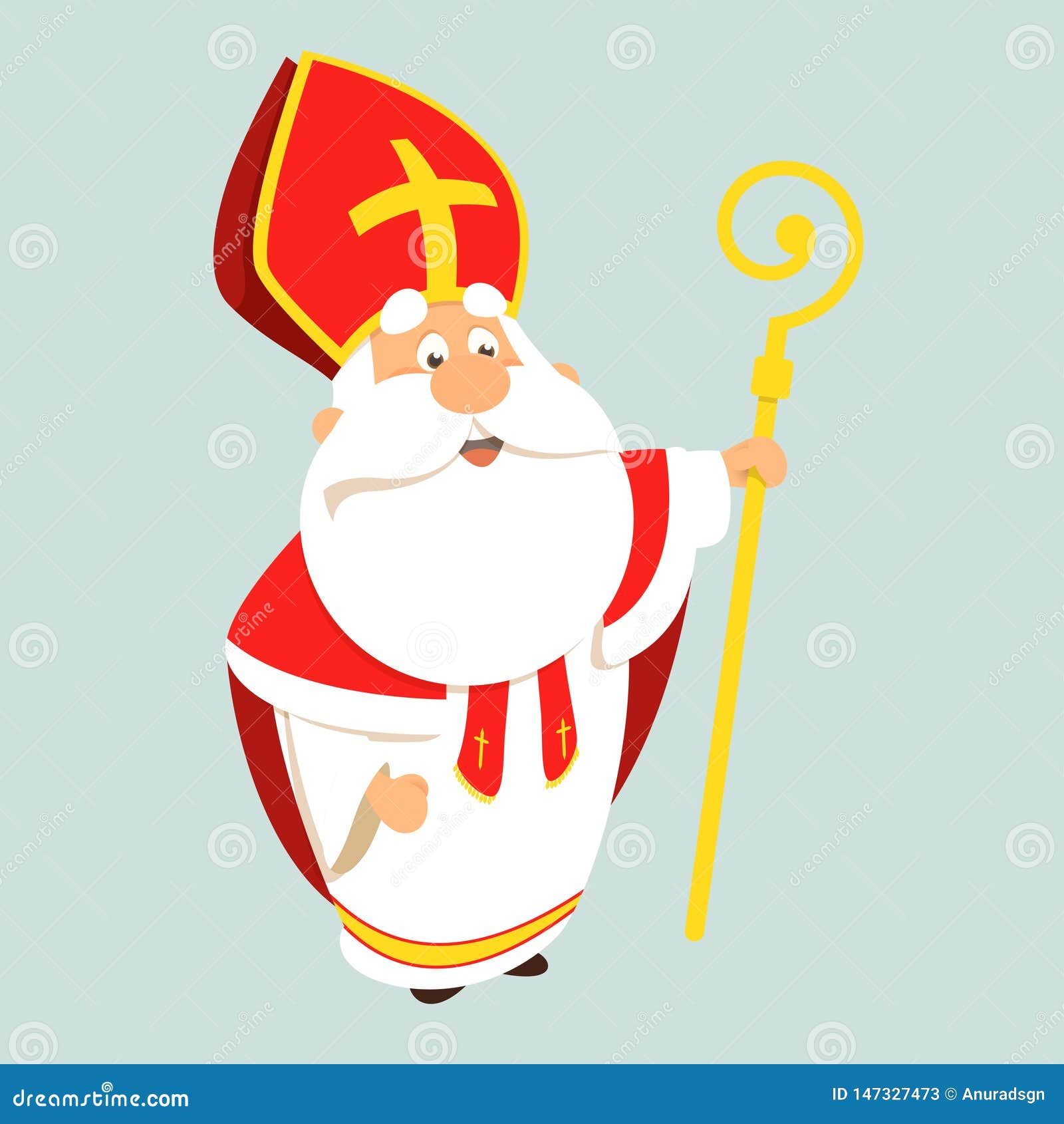 Saint Nicholas Happy Cute Cartoon Vector Illustration Stock Vector ...