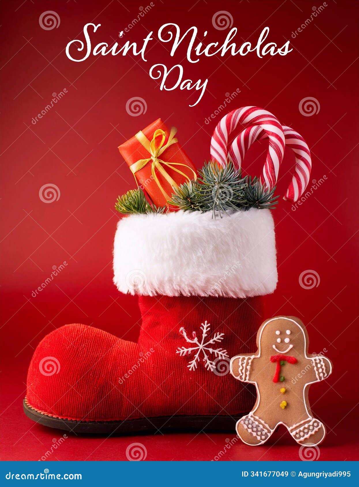 Saint Nicholas Poster Design with Christmas Theme Background Stock ...