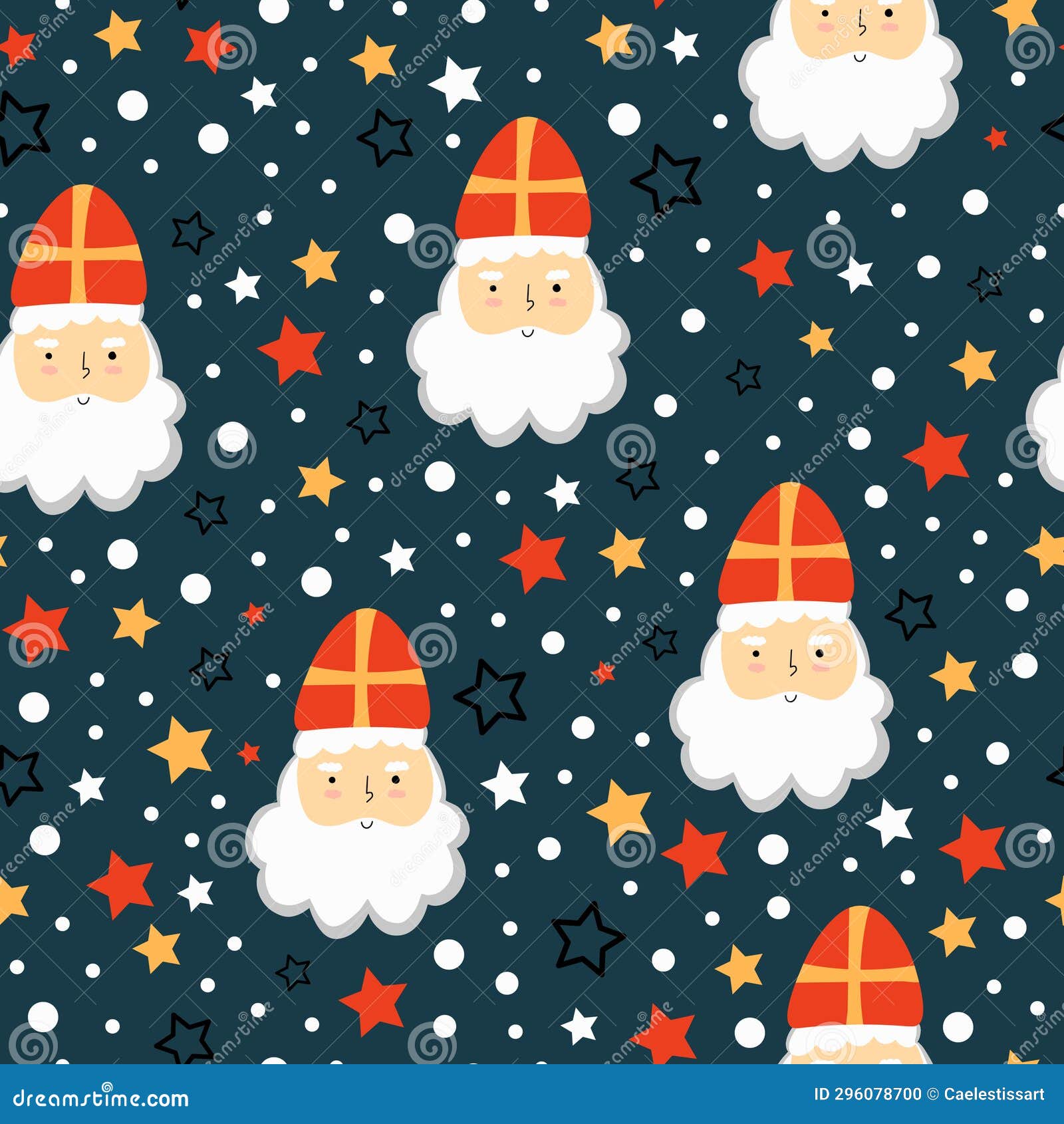 Saint Nicholas Or Sinterklaas Cute Doodle Portrait. Vector Illustration ...