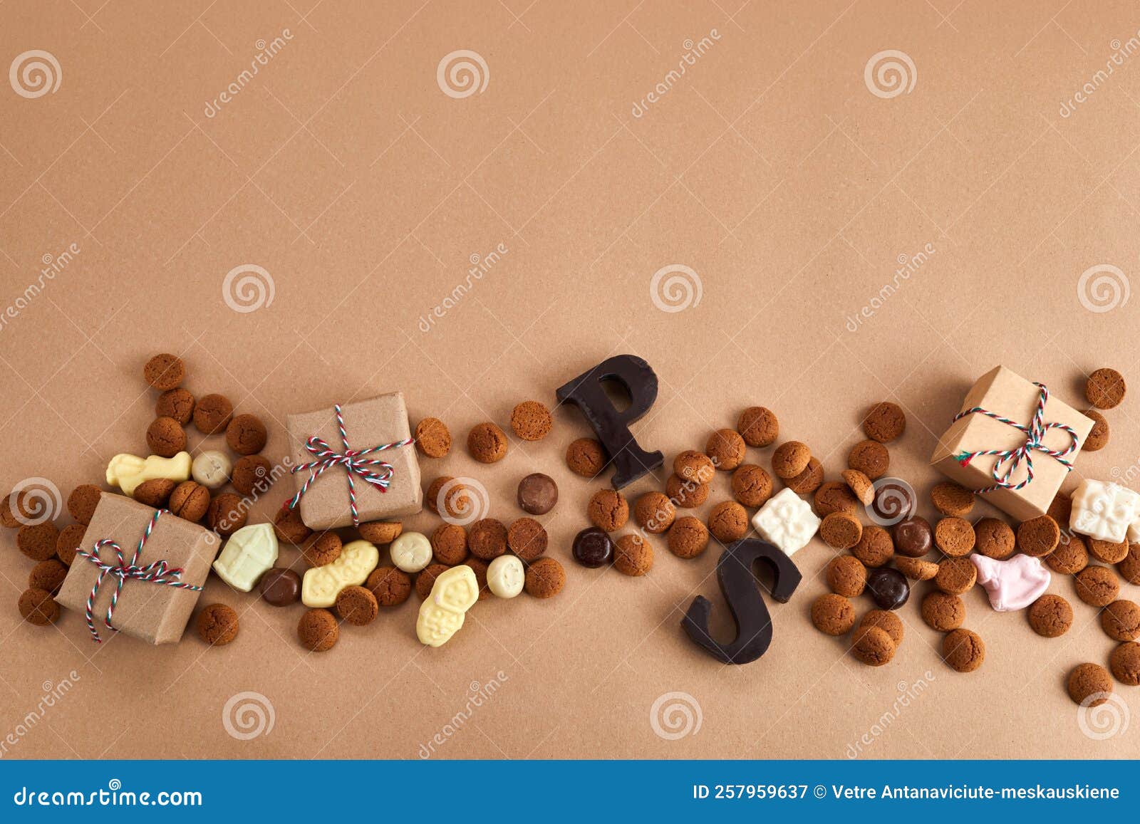 Saint Nicholas - Sinterklaas Day. Traditional Sweets on Caramel ...