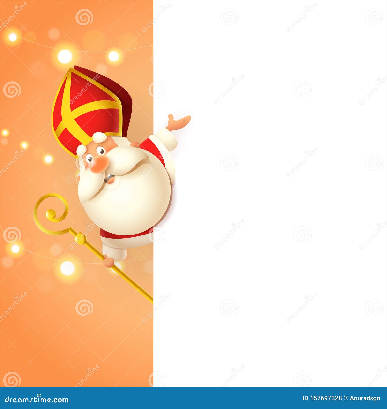 Saint Nicholas Sinterklaas on Left Side of Board - Happy Cute Character ... Saint Nicholas Sinterklaas on Left Side of Board - Happy Cute Character ...