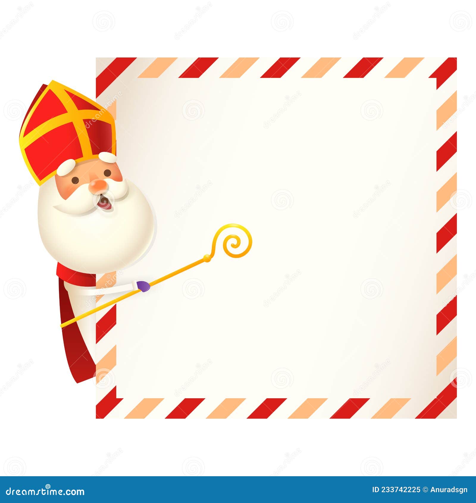 Saint Nicholas or Sinterklaas on Left Side of Greeting Card Template ...