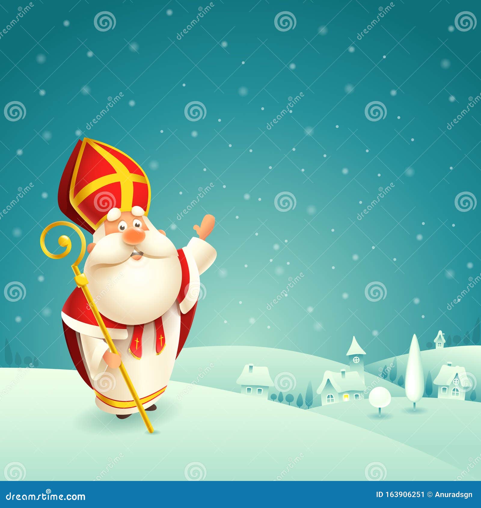 Saint Nicholas Theme - Winter Snowy Night Landscape Background Stock ...