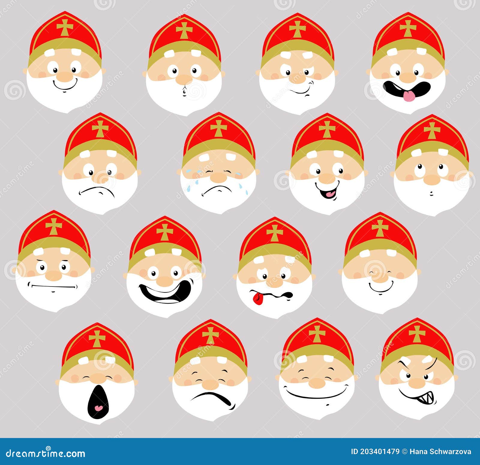 Saint Nicolas - Head And Hand Cartoon Vector Illustration Isolated On ...