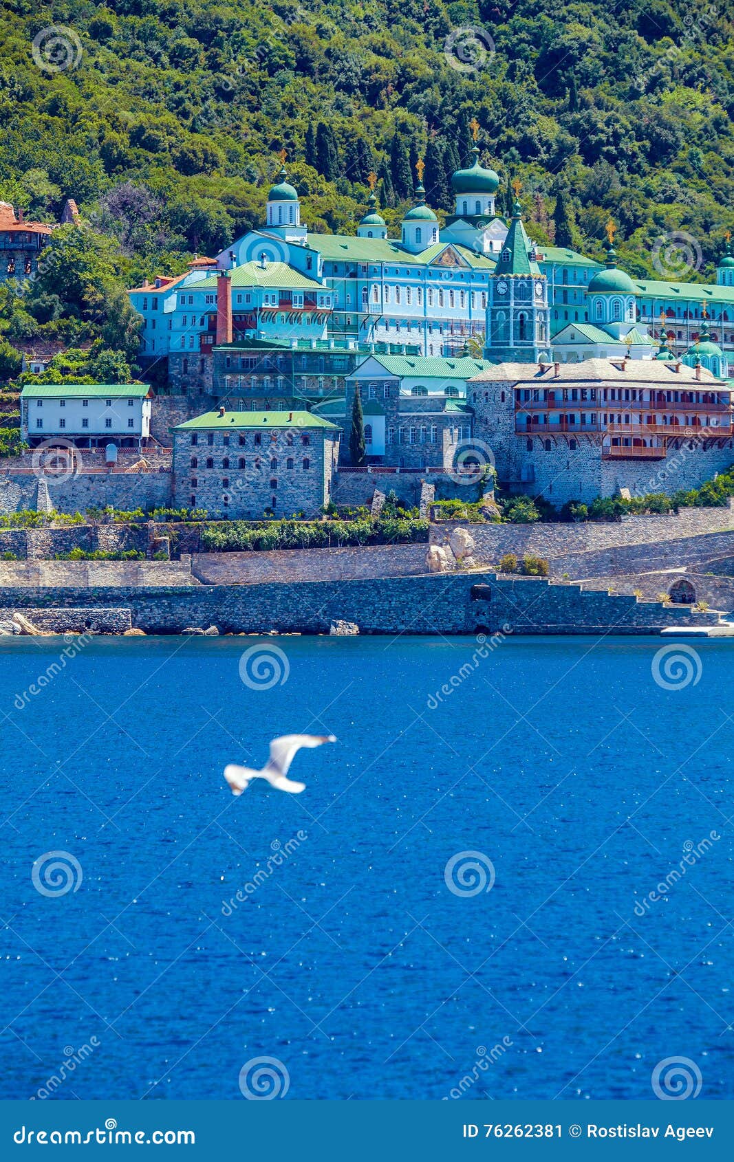 Saint Panteleimon Monastery, Mount Athos Stock Image - Image of ...