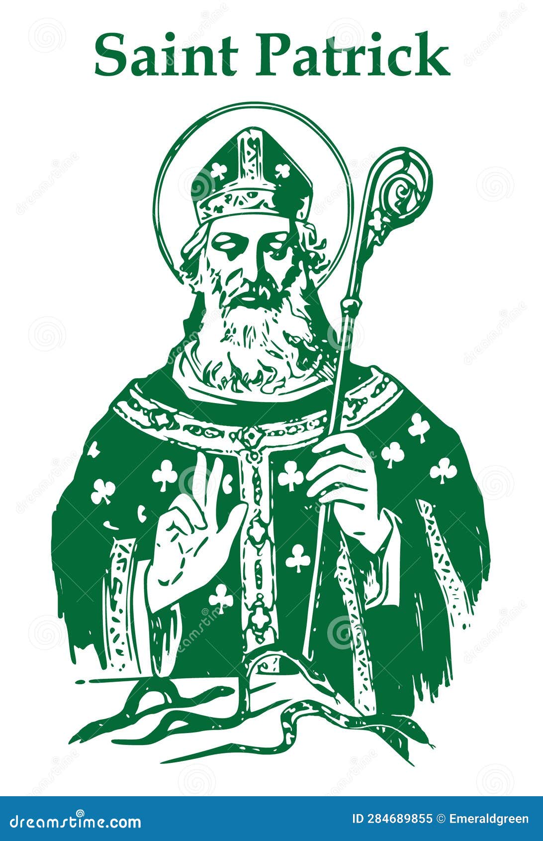 Saint Patrick Banishing Snakes Stock Illustration - Illustration of ...
