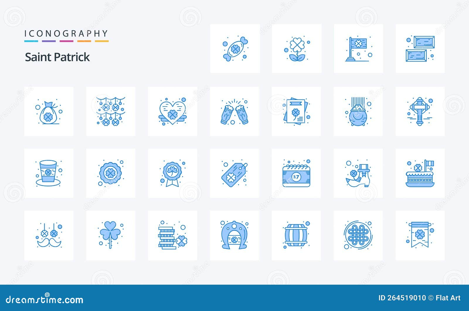 25 Saint Patrick Blue Icon Pack Stock Vector - Illustration of ...