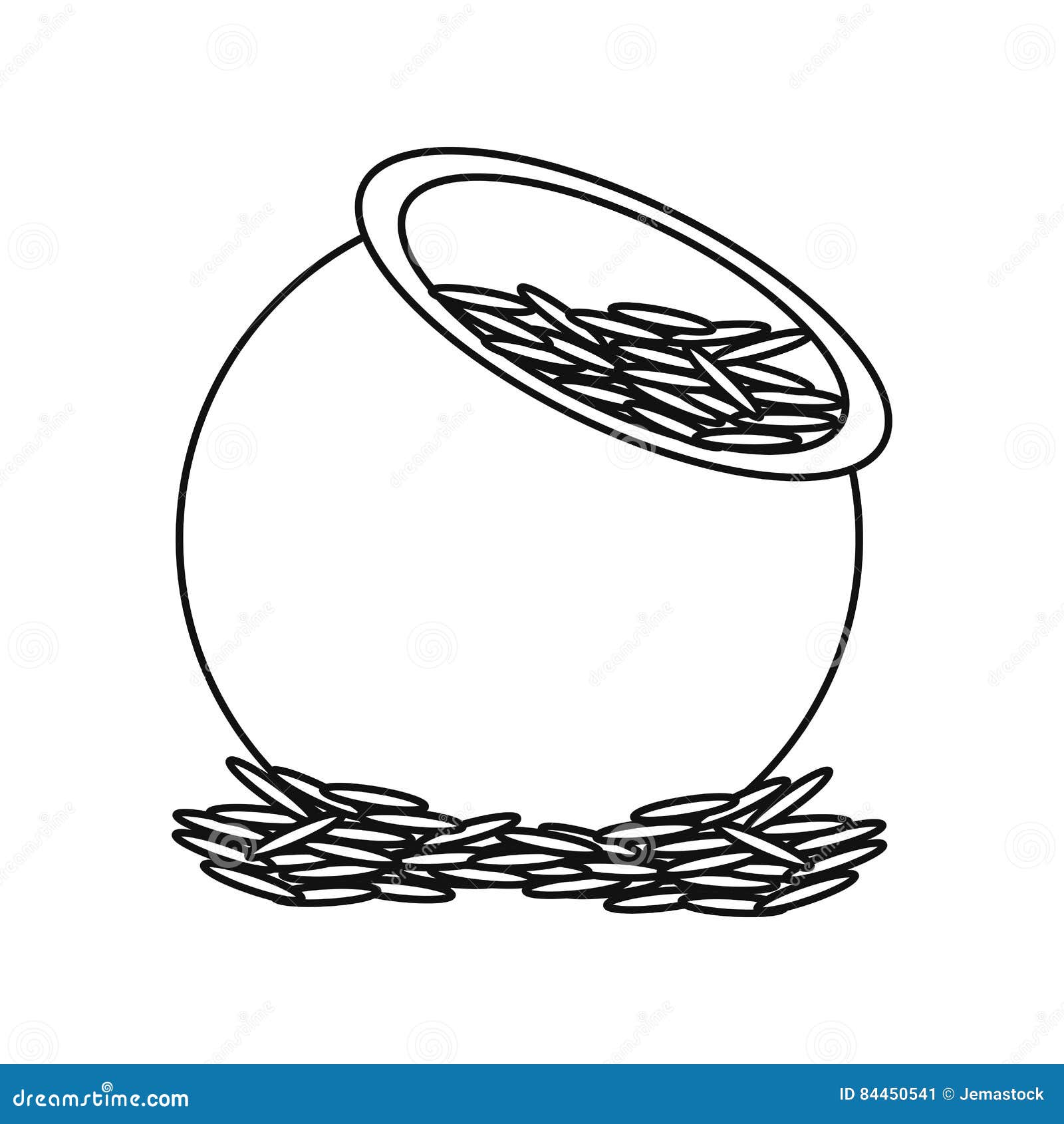 Saint Patrick Day Pot Full Coins Treasure Outline Stock Vector ...