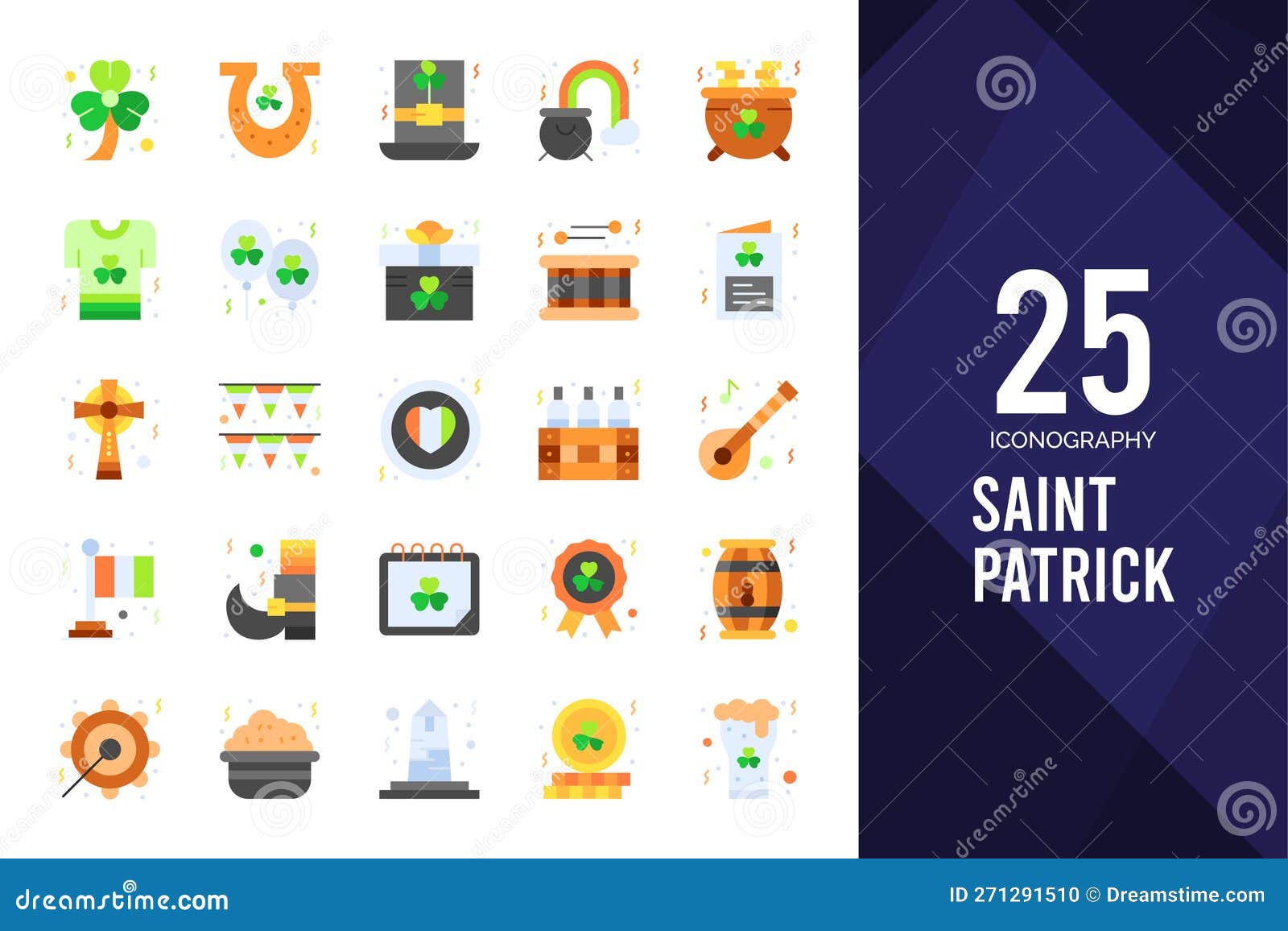 25 Saint Patrick Flat Icon Pack. Vector Illustration Stock Vector ...
