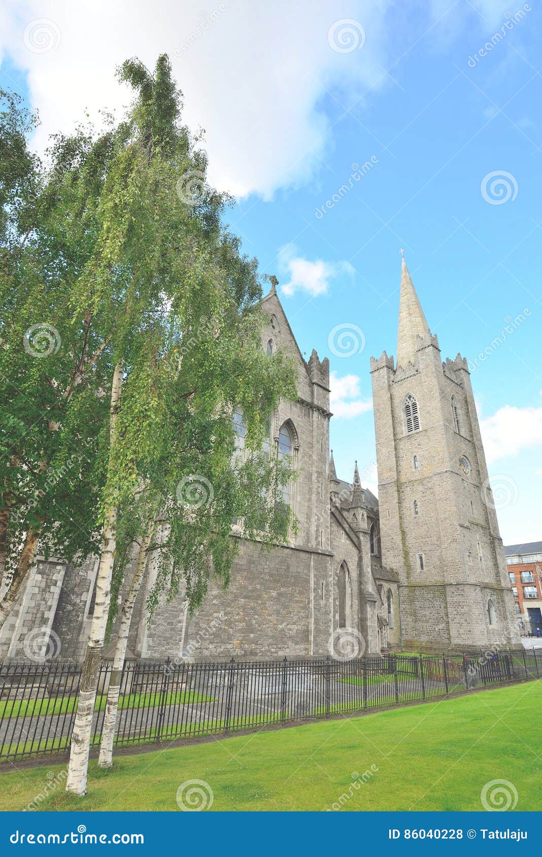 Saint Patrick`s Cathedral Spire in Dublin, Ireland Stock Photo - Image ...