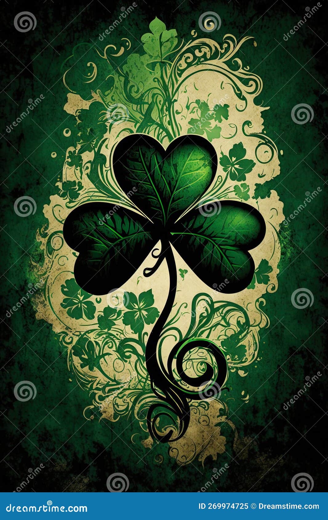 Saint Patrick S Day Four Leaf Clover Background. Ai Generative Stock ...