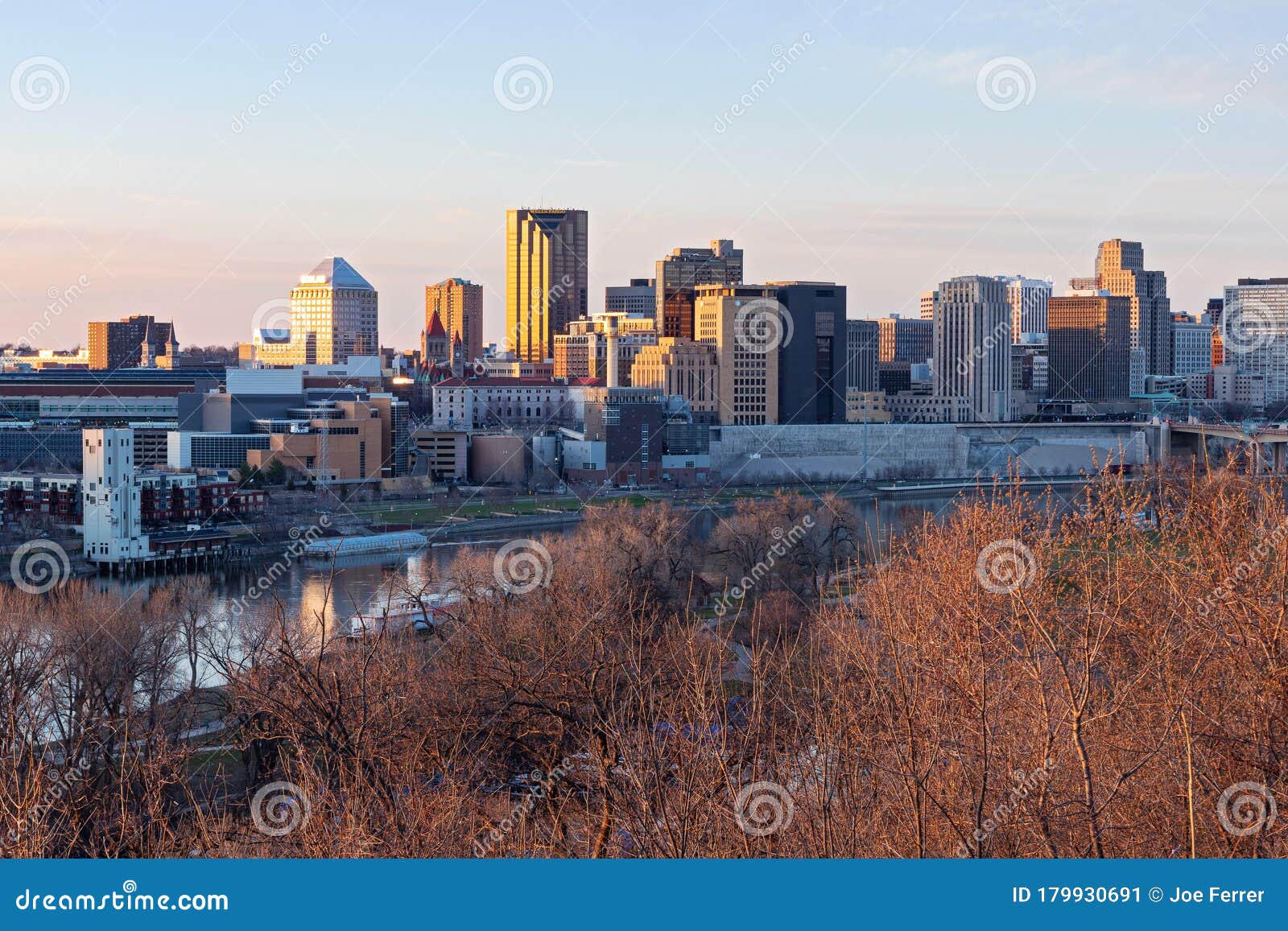 Saint Paul Skyline and Riverfront at Dusk Stock Image - Image of ramsey ...
