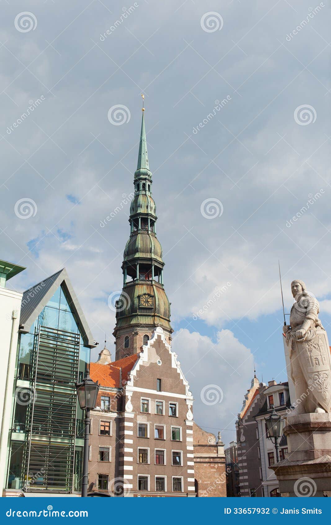 Saint Peter Church, Riga, Latvia. Stock Photo - Image of blue ...