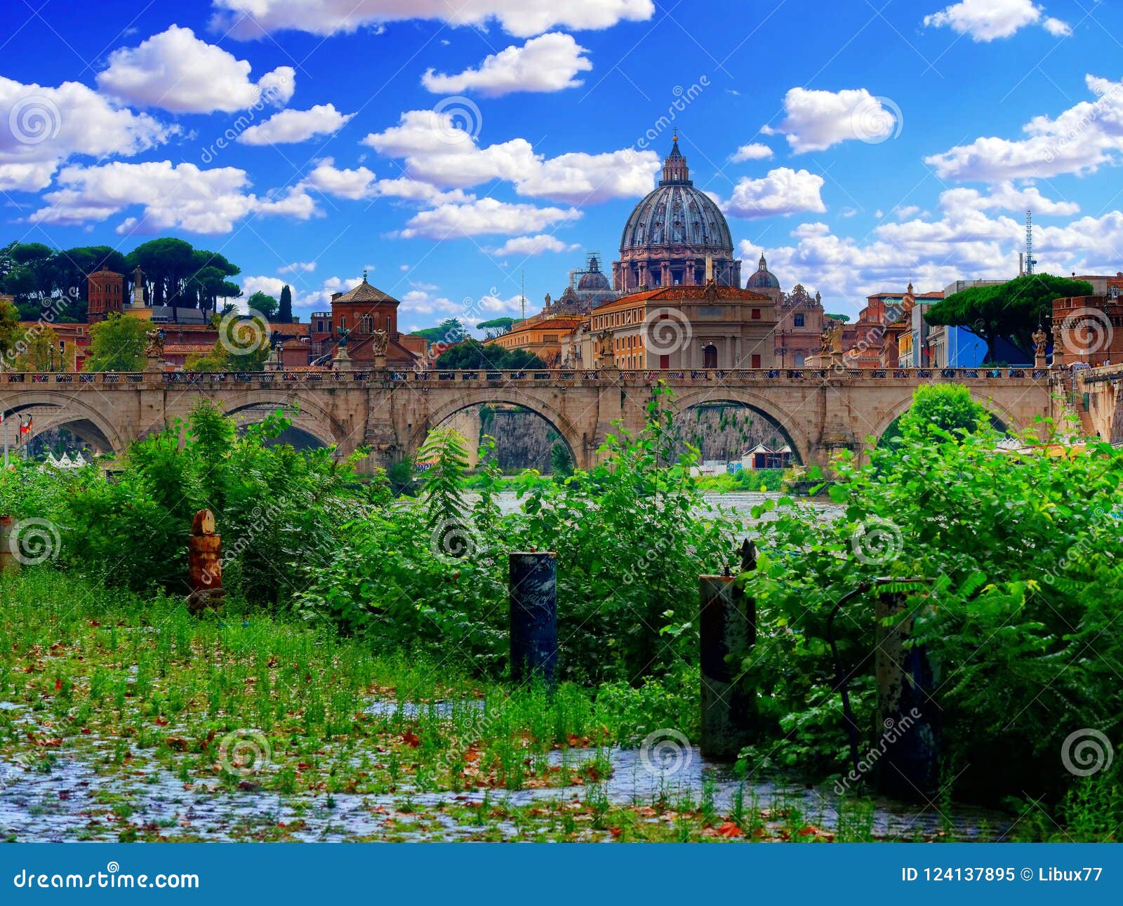 Saint Peter Dome Daytime Landscape Rome Italy Stock Image - Image of ...