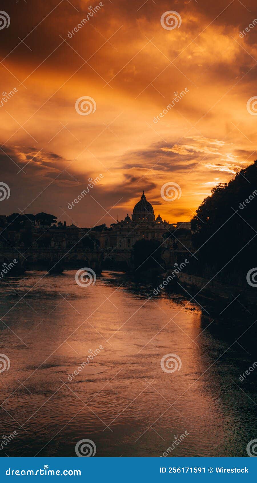 Saint Peter Dome in a Distance from a Reflecting River Under Sunset Sky ...