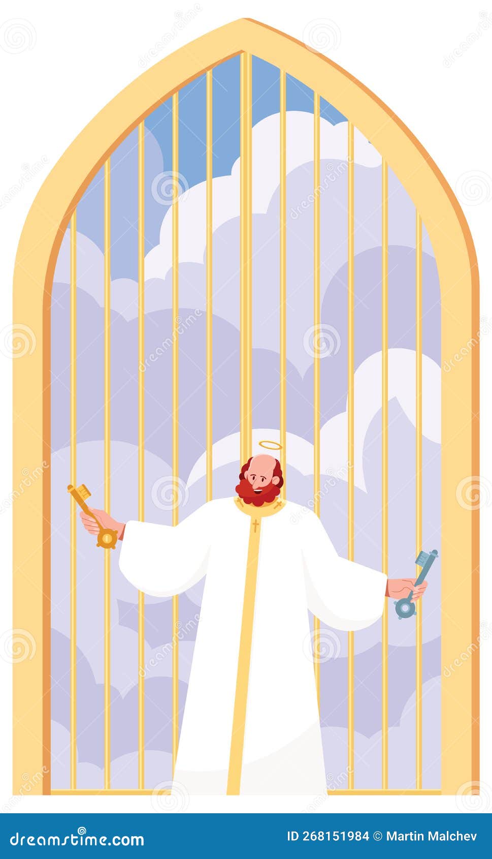 Saint Peter and the Gate stock vector. Illustration of afterlife ...
