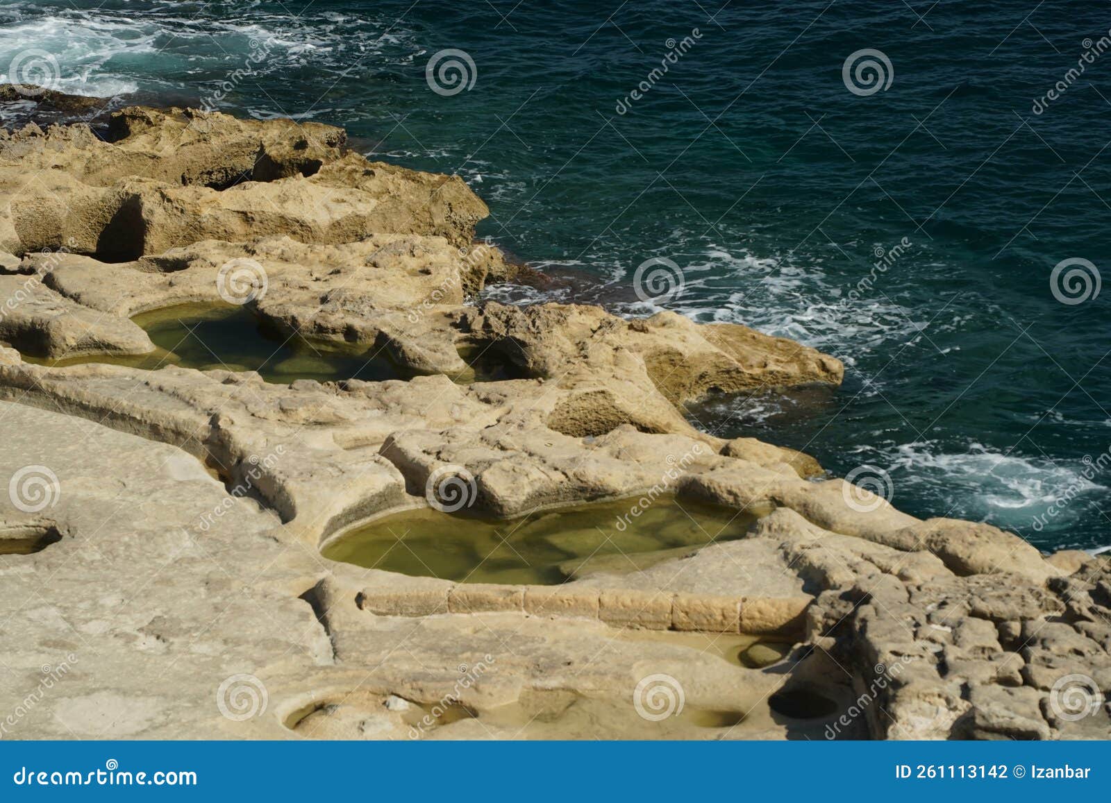 Saint Peter Pools Malta Rock Formation Hole on Rocks Stock Photo ...