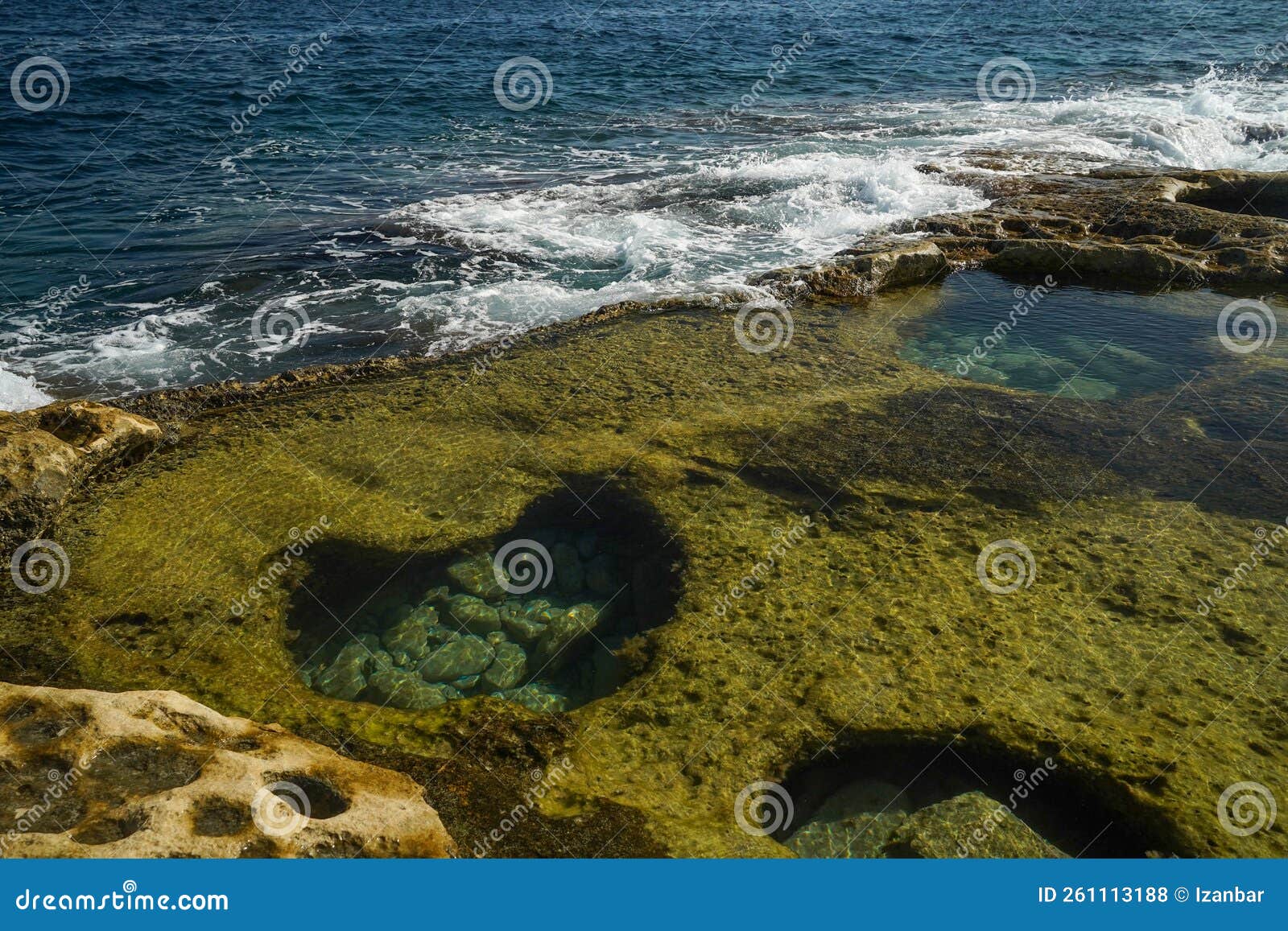 Saint Peter Pools Malta Rock Formation Hole on Rocks Stock Photo ...