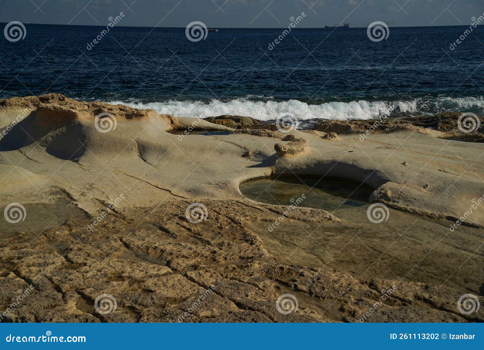 Saint Peter Pools Malta Rock Formation Hole on Rocks Stock Photo ...